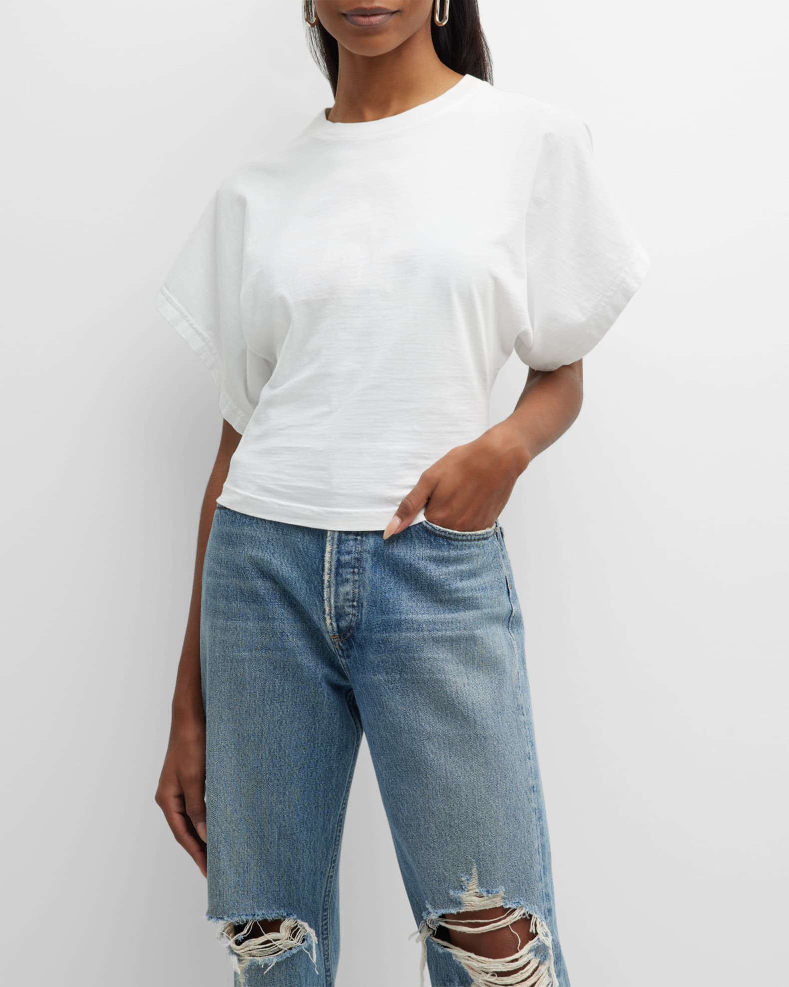 AGOLDE Britt Flared-Sleeve Tee | Neiman Marcus