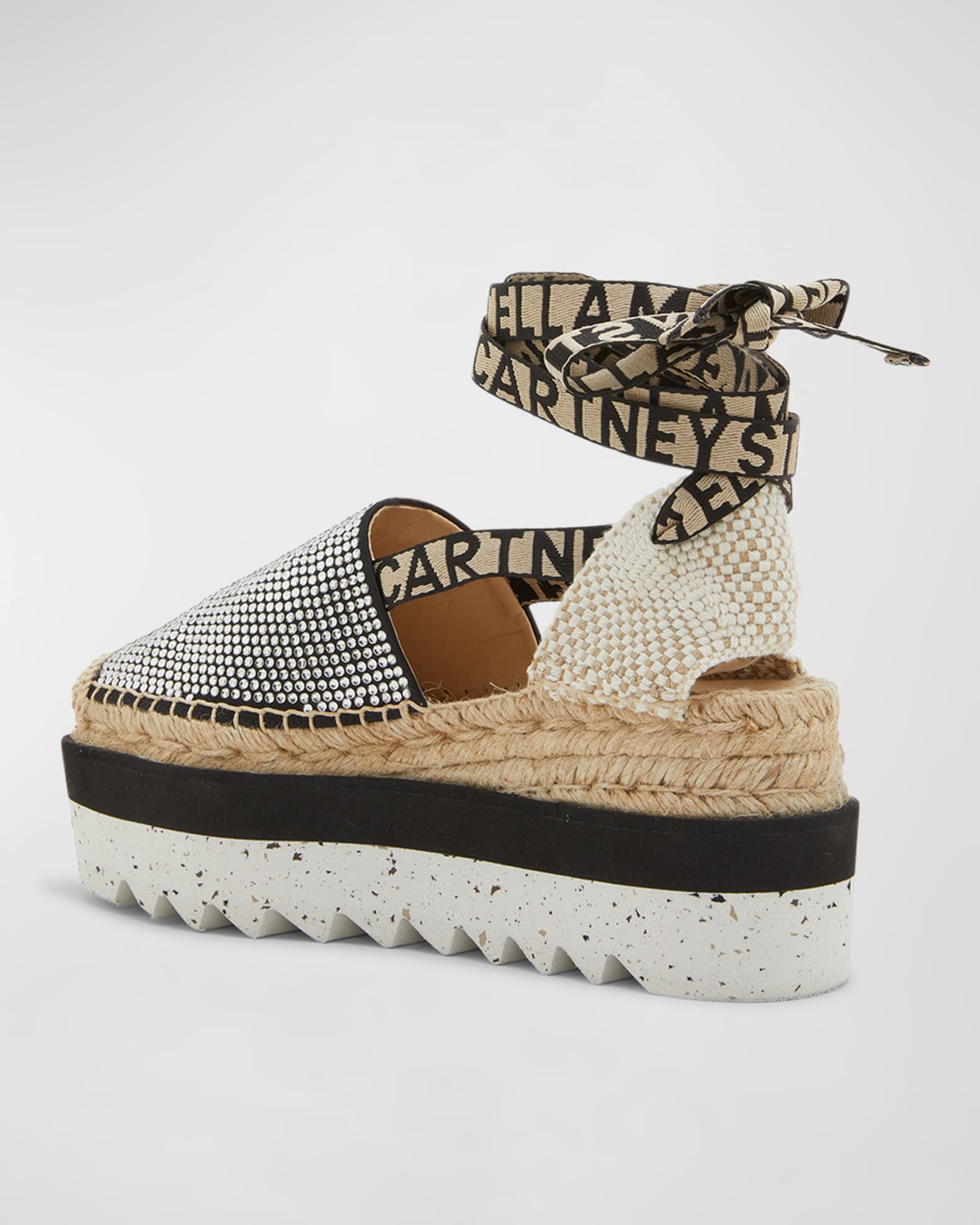 Stella McCartney Gaia Crystal Ankle-Wrap Espadrilles | Neiman Marcus