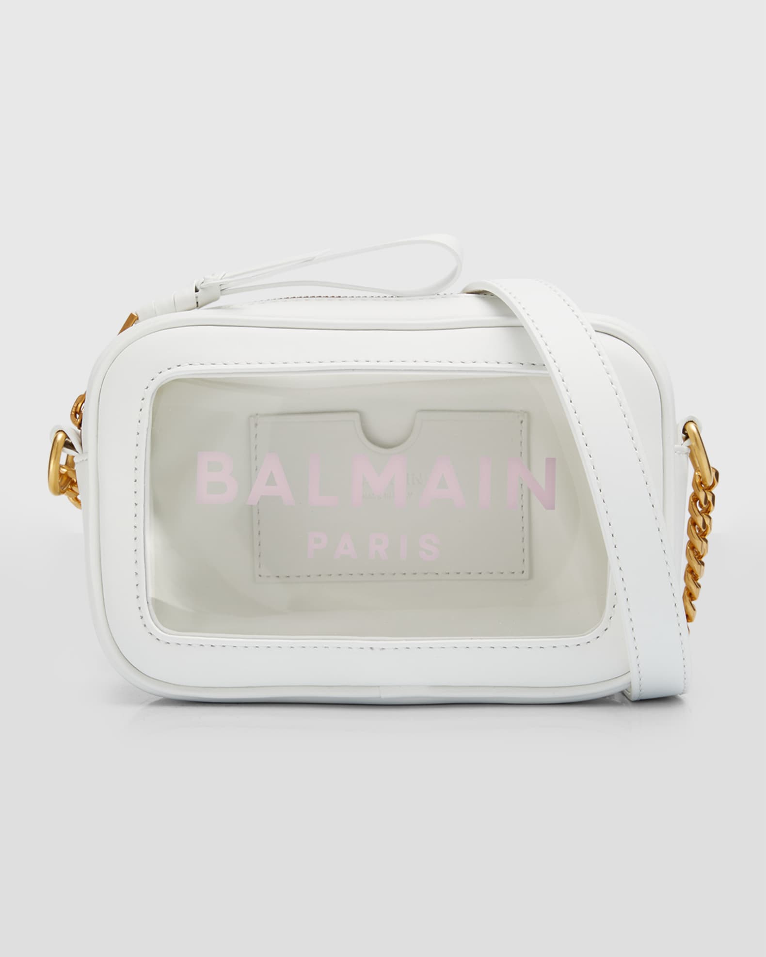 Balmain B Army Logo Clear Shoulder Bag | Neiman Marcus