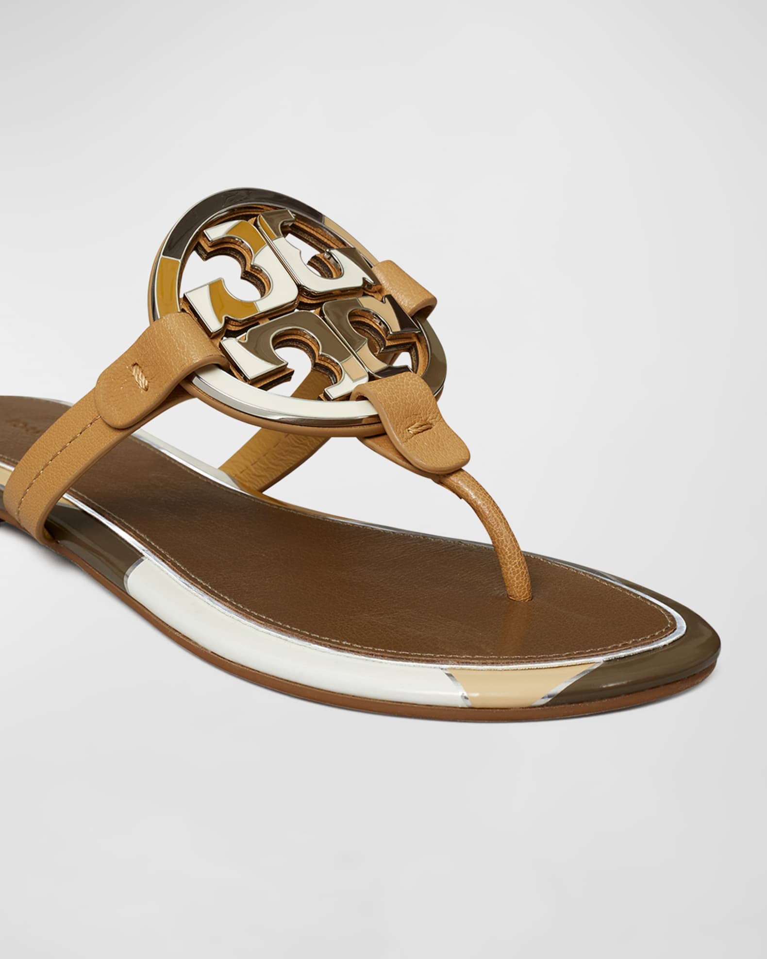 Tory Burch Miller Enamel Medallion Thong Sandals | Neiman Marcus