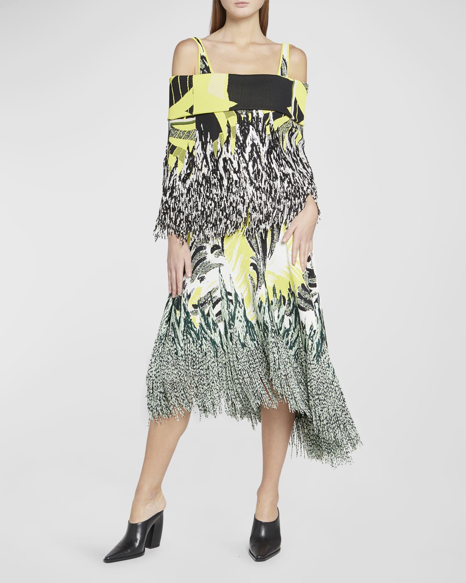 Bottega Veneta Beaded Fringe Boucle Off-The-Shoulder Stole | Neiman Marcus