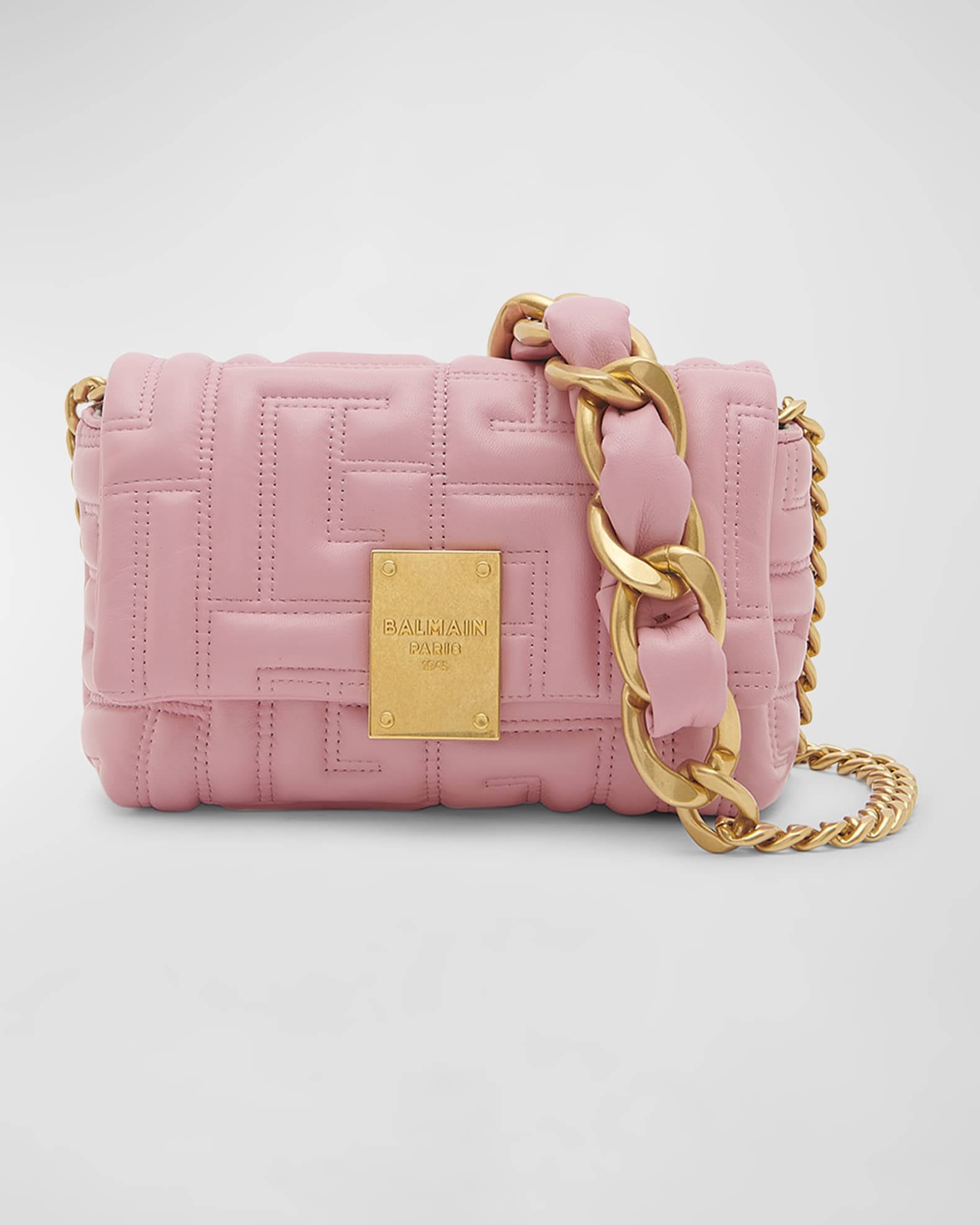 Balmain 1945 Mini Quilt-Embossed Shoulder Bag | Neiman Marcus