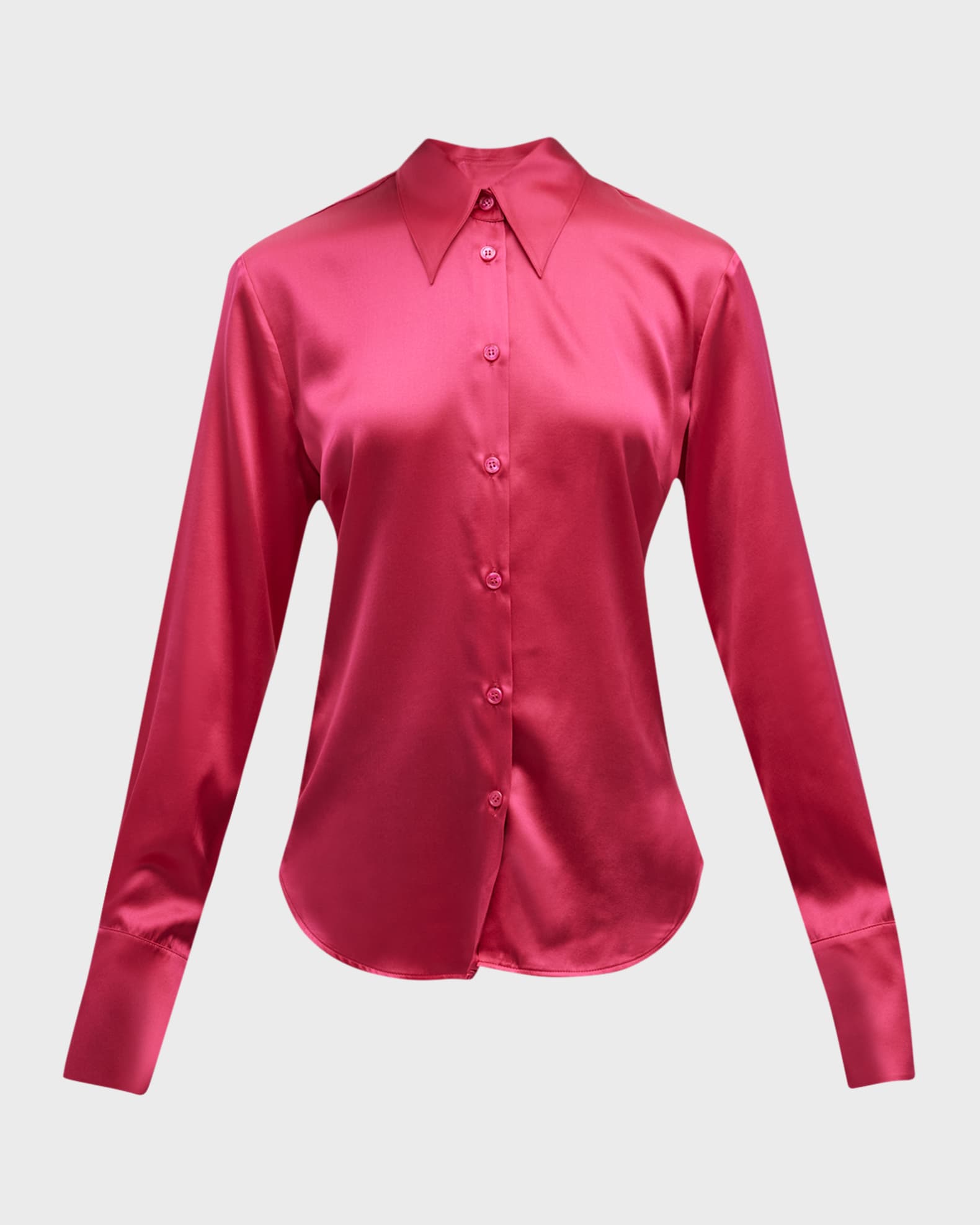 PINKO Silk Satin Button-Front Shirt | Neiman Marcus