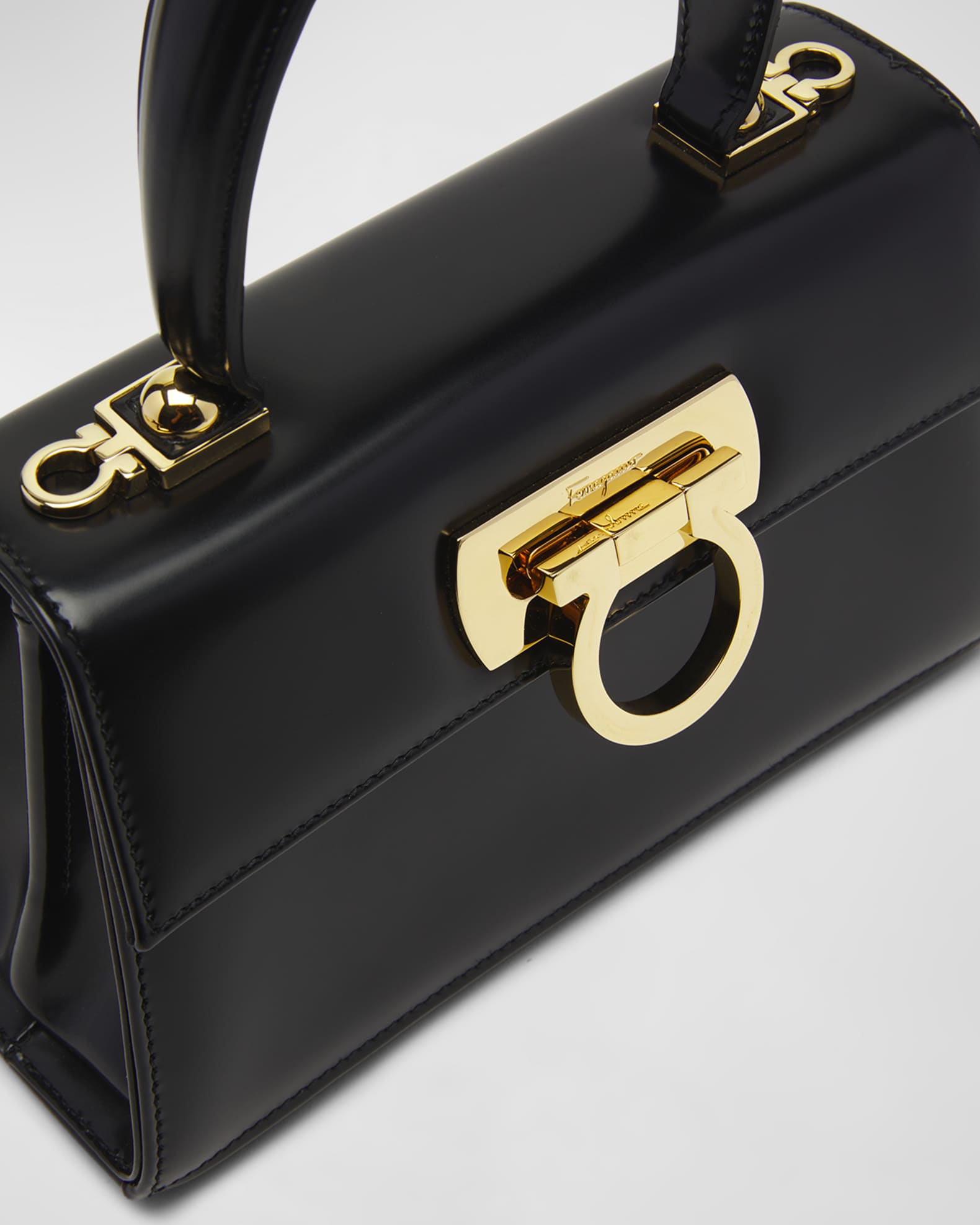 Ferragamo Creation Gancio Leather Top-Handle Bag | Neiman Marcus