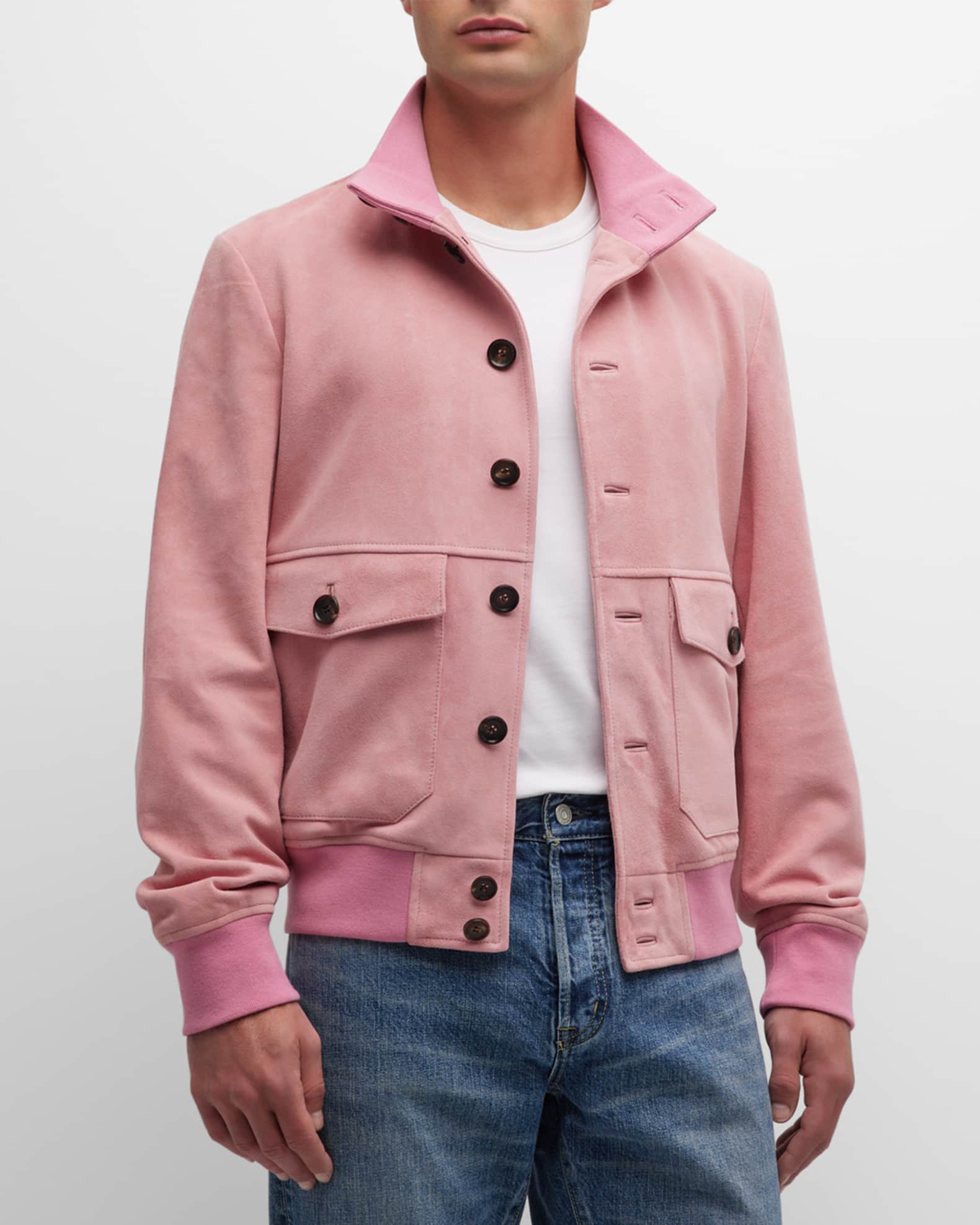 Bally Men's Suede Bomber Jacket | Neiman Marcus