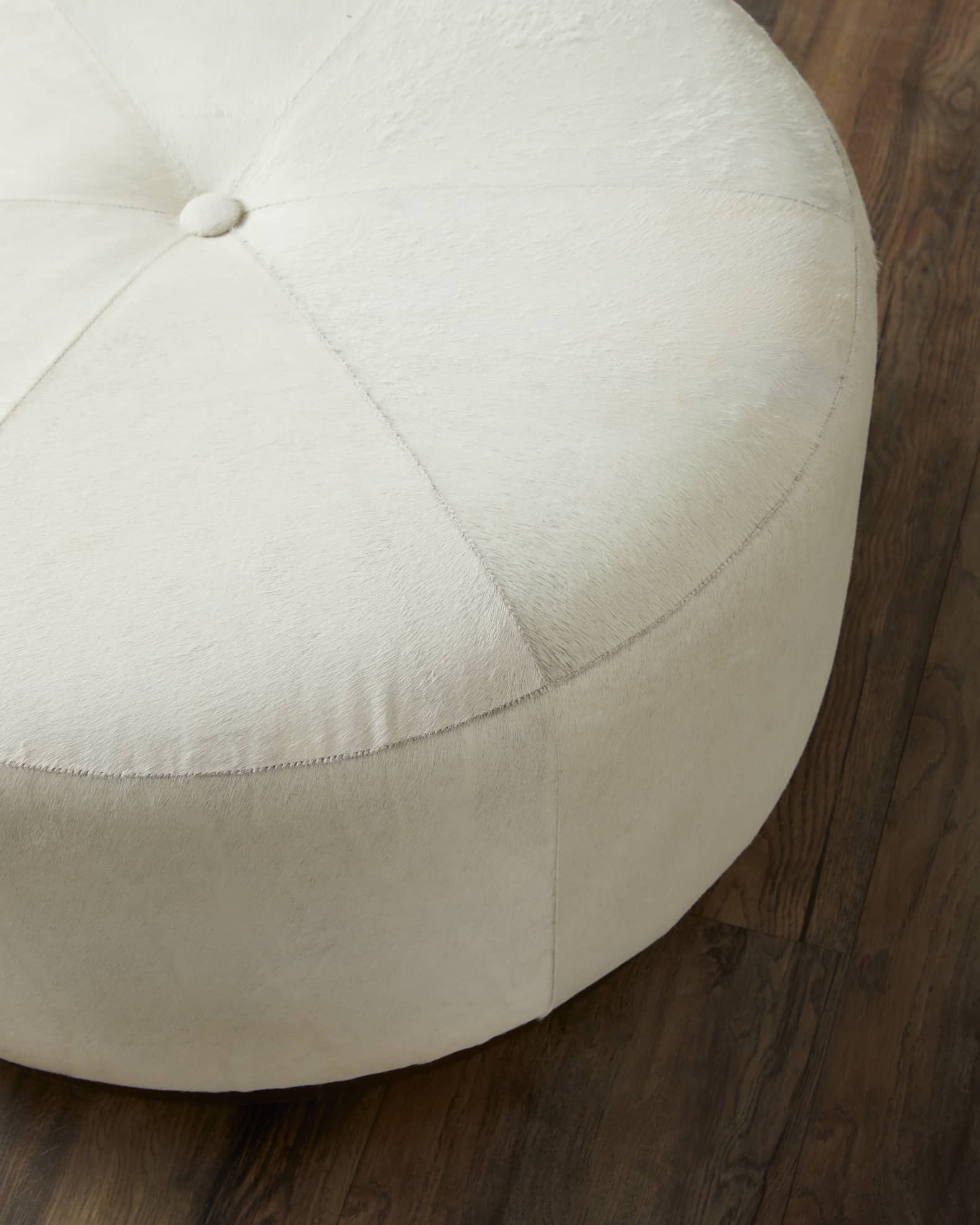 Jamie Young Thackery Round Hair-Hide Pouf | Neiman Marcus