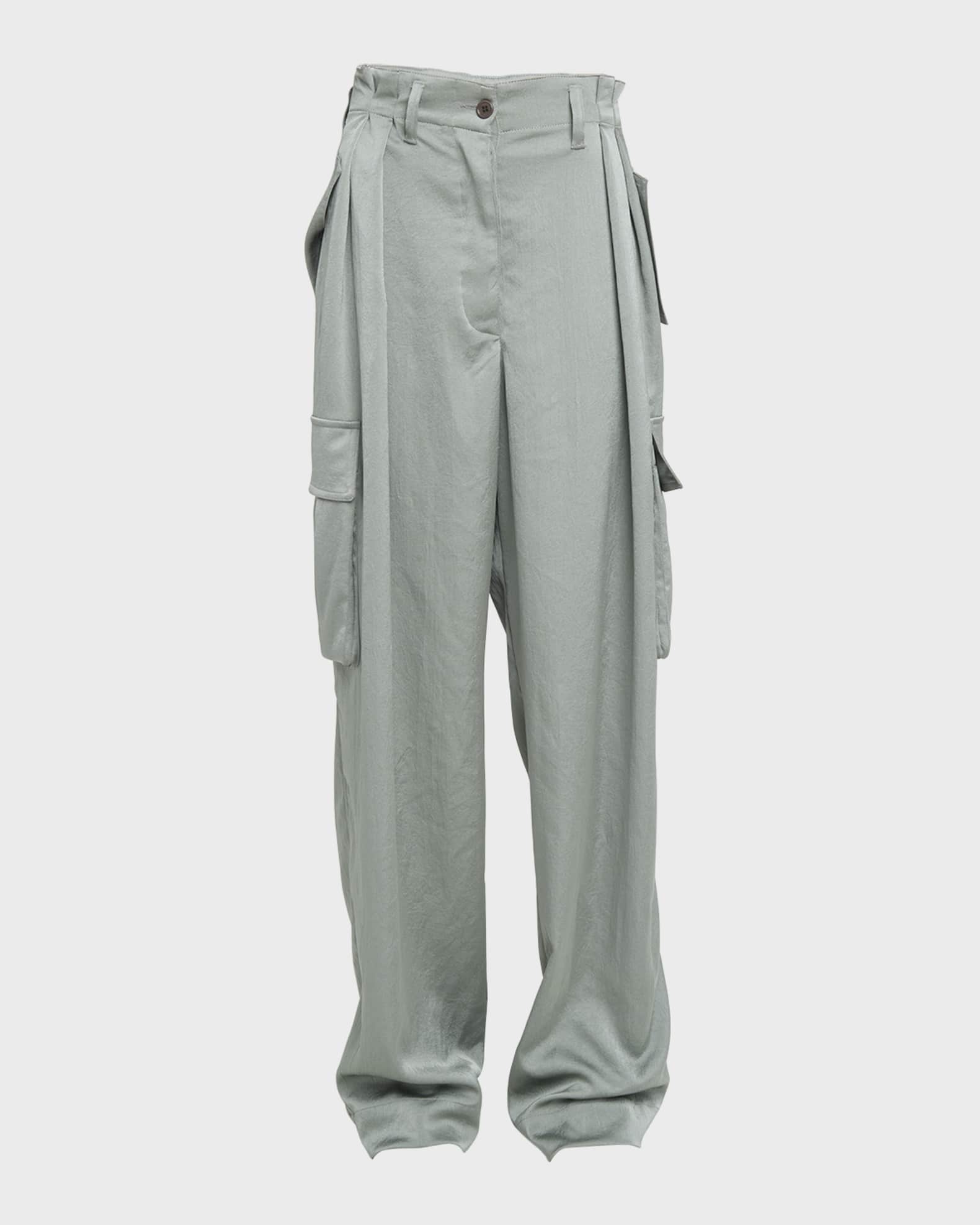 Dries Van Noten Polkas Satin Wide-Leg Cargo Pants | Neiman Marcus