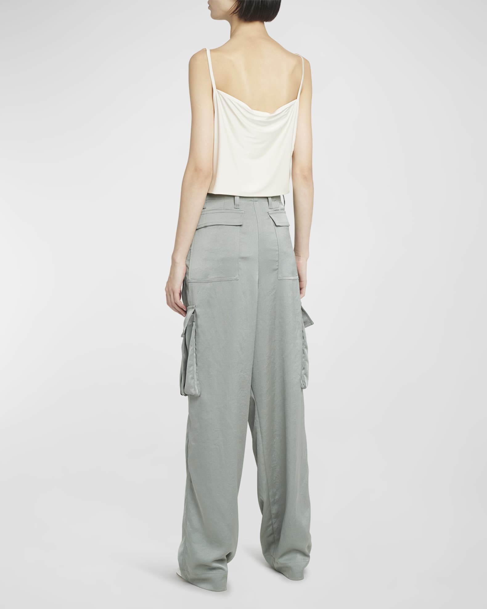 Dries Van Noten Polkas Satin Wide-Leg Cargo Pants | Neiman Marcus