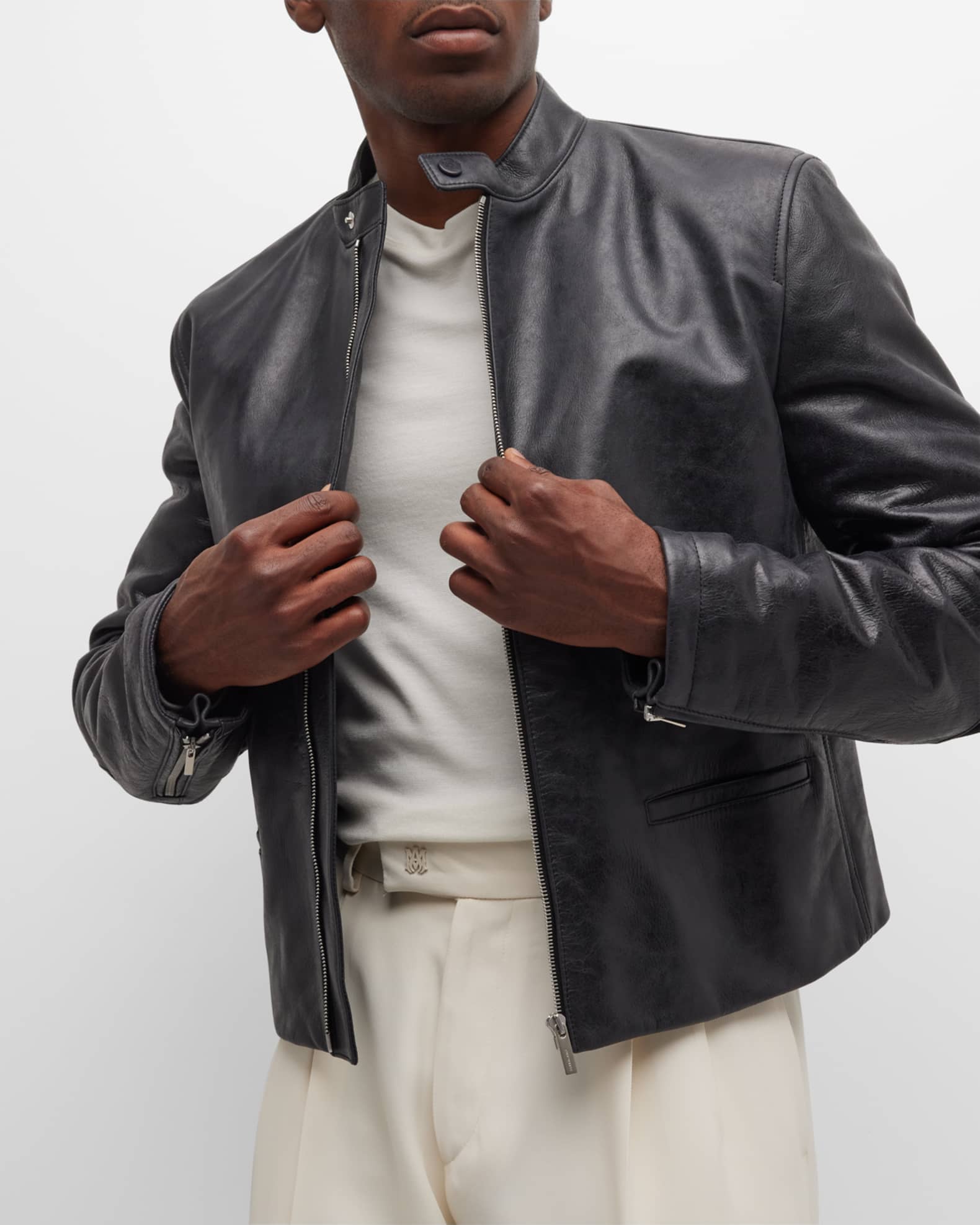 Ferragamo Men's Leather Moto Jacket | Neiman Marcus
