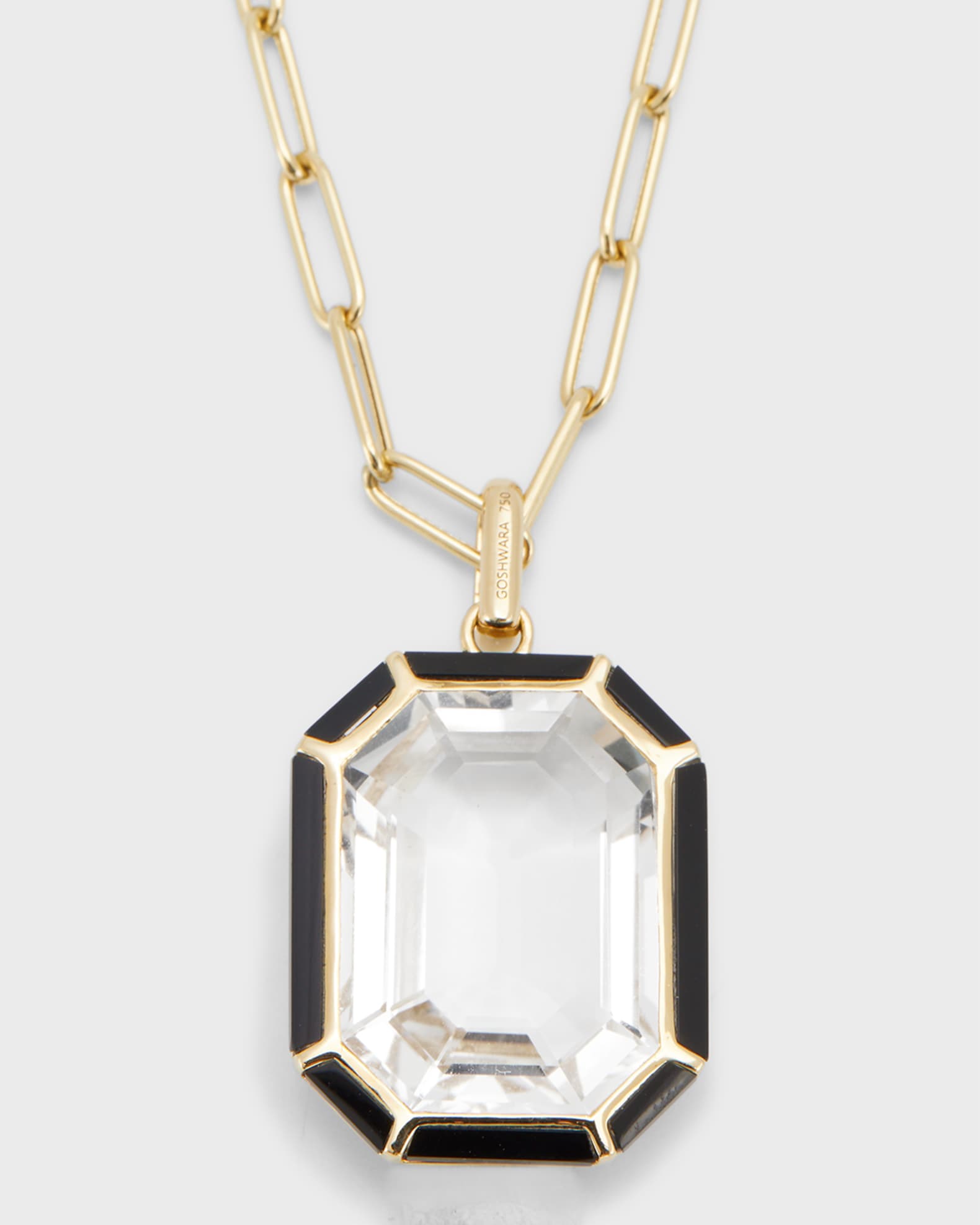 Goshwara 18k Gold Paperclip Chain Necklace with Emerald-Cut Rock ...