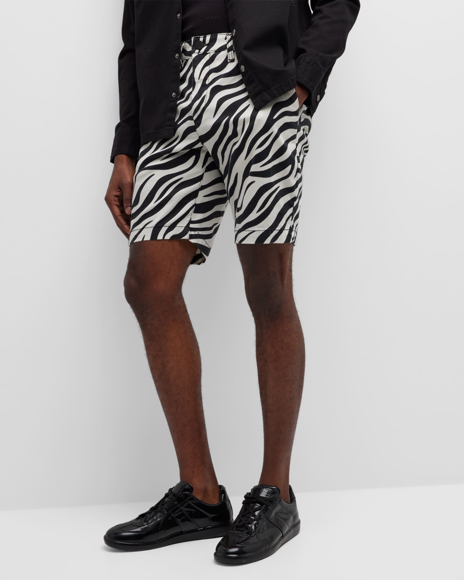 monfrere Men's Cruise Zebra-Print Twill Shorts | Neiman Marcus