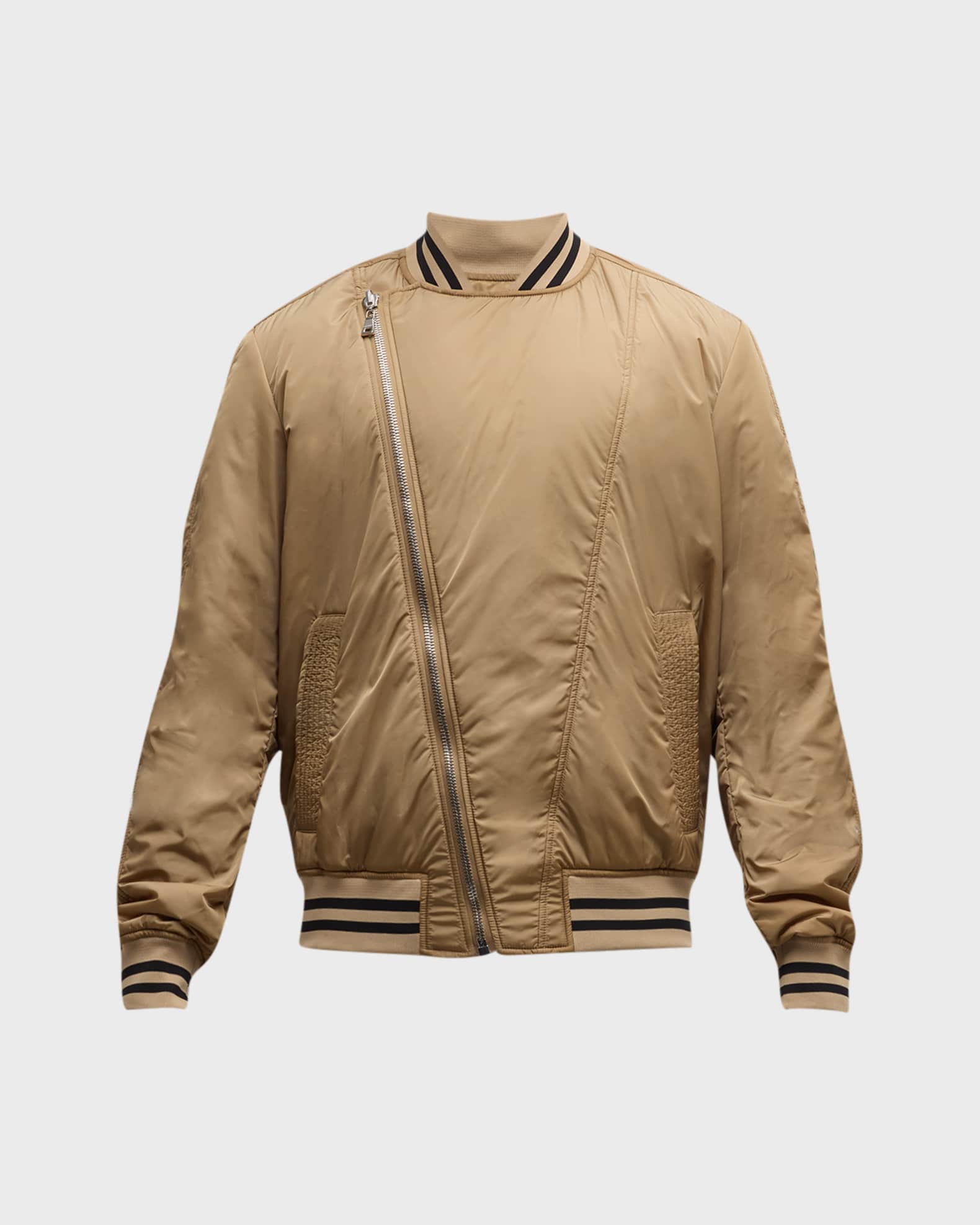 Balmain Men's Asymmetric Nylon Bomber Jacket | Neiman Marcus