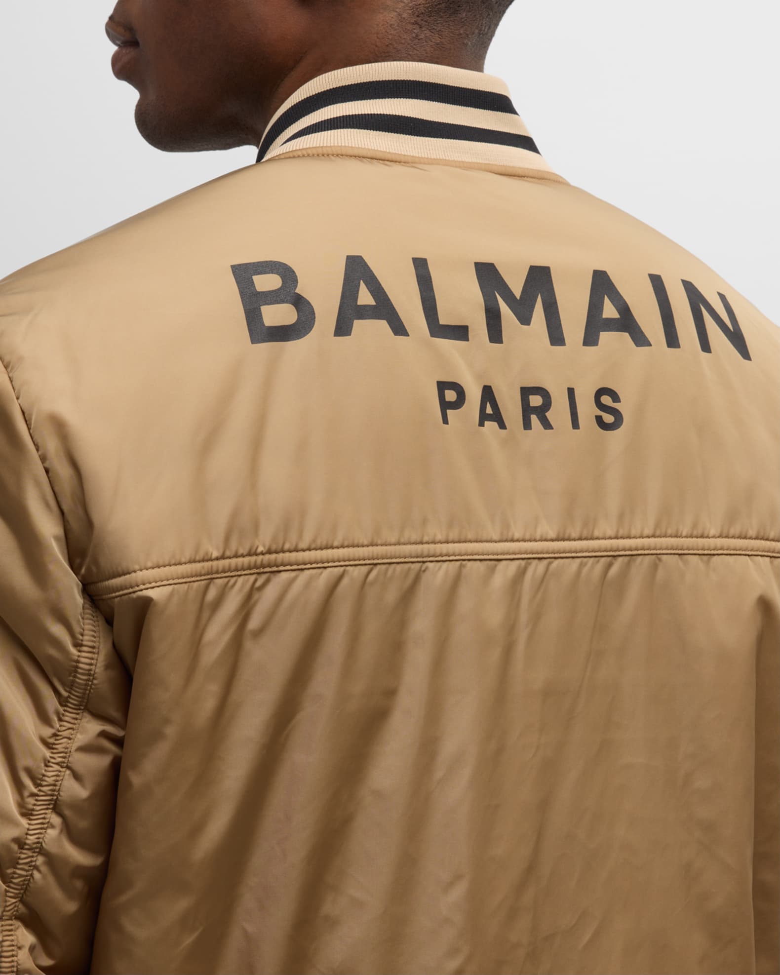 Balmain Men's Asymmetric Nylon Bomber Jacket | Neiman Marcus