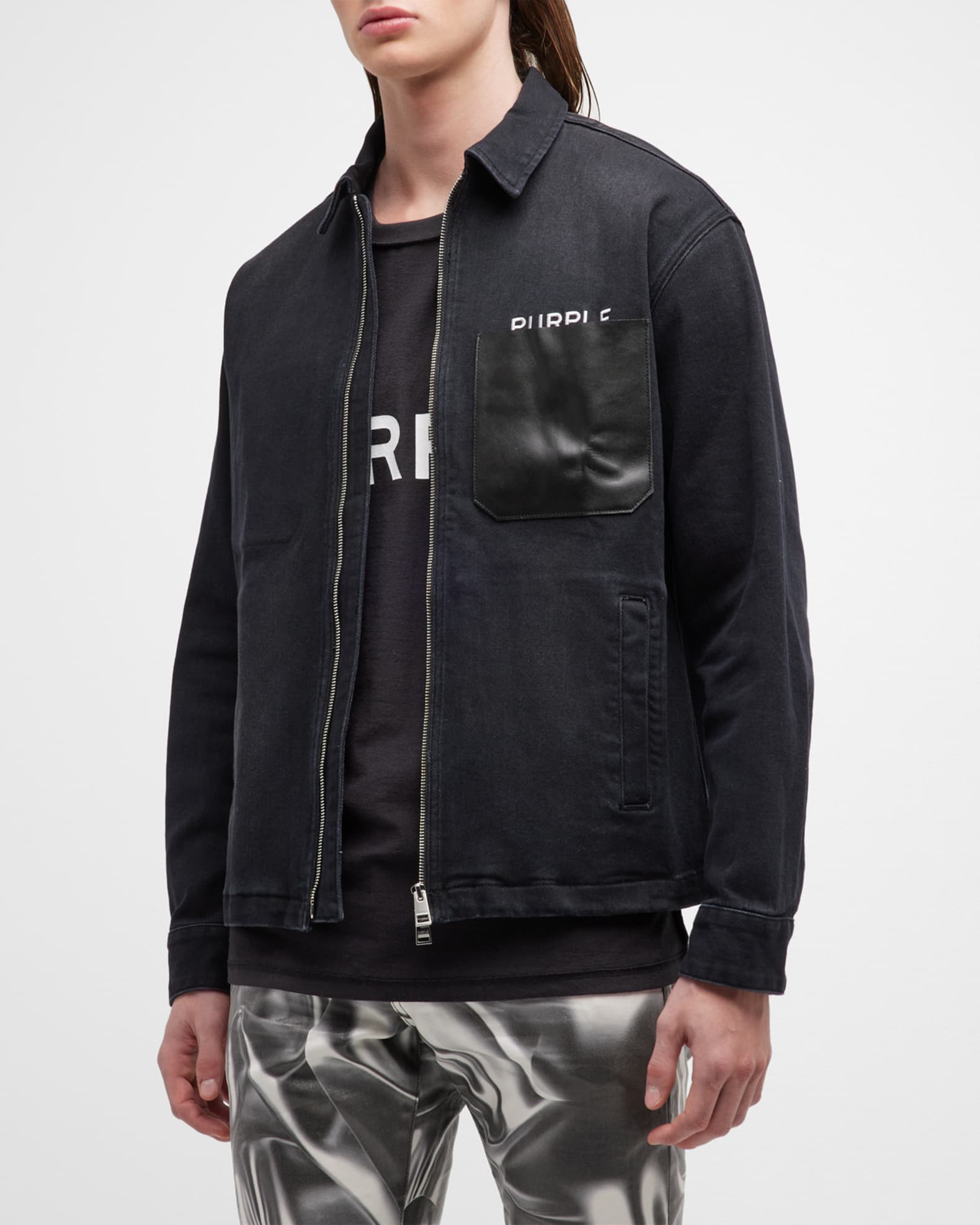 PURPLE Men's Zip Front Sun-Faded Twill Jacket | Neiman Marcus