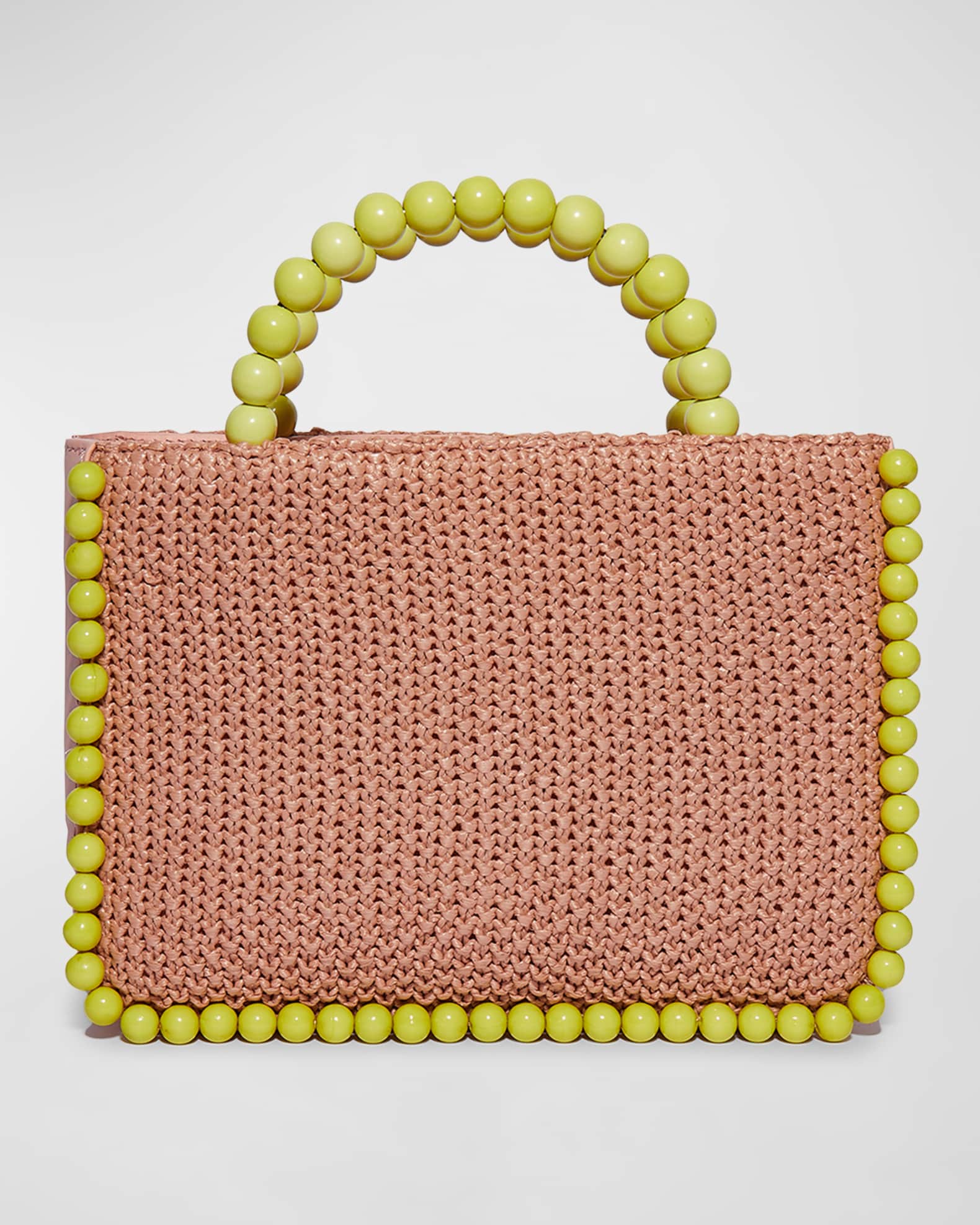 Lele Sadoughi Maya Mini Beaded Raffia Tote Bag | Neiman Marcus