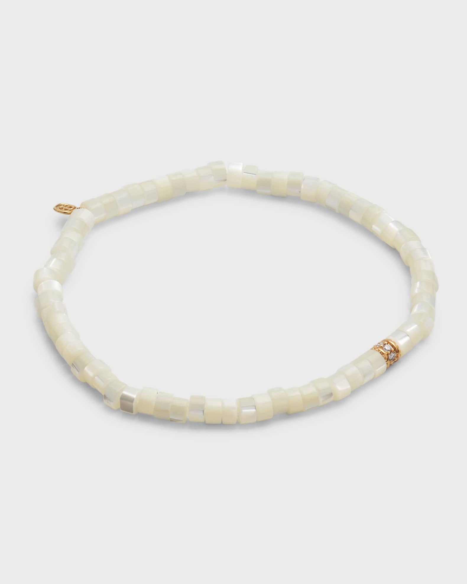 Sydney Evan 14K Yellow Gold Scallop Edge Pave Rondelle and Mother-of ...