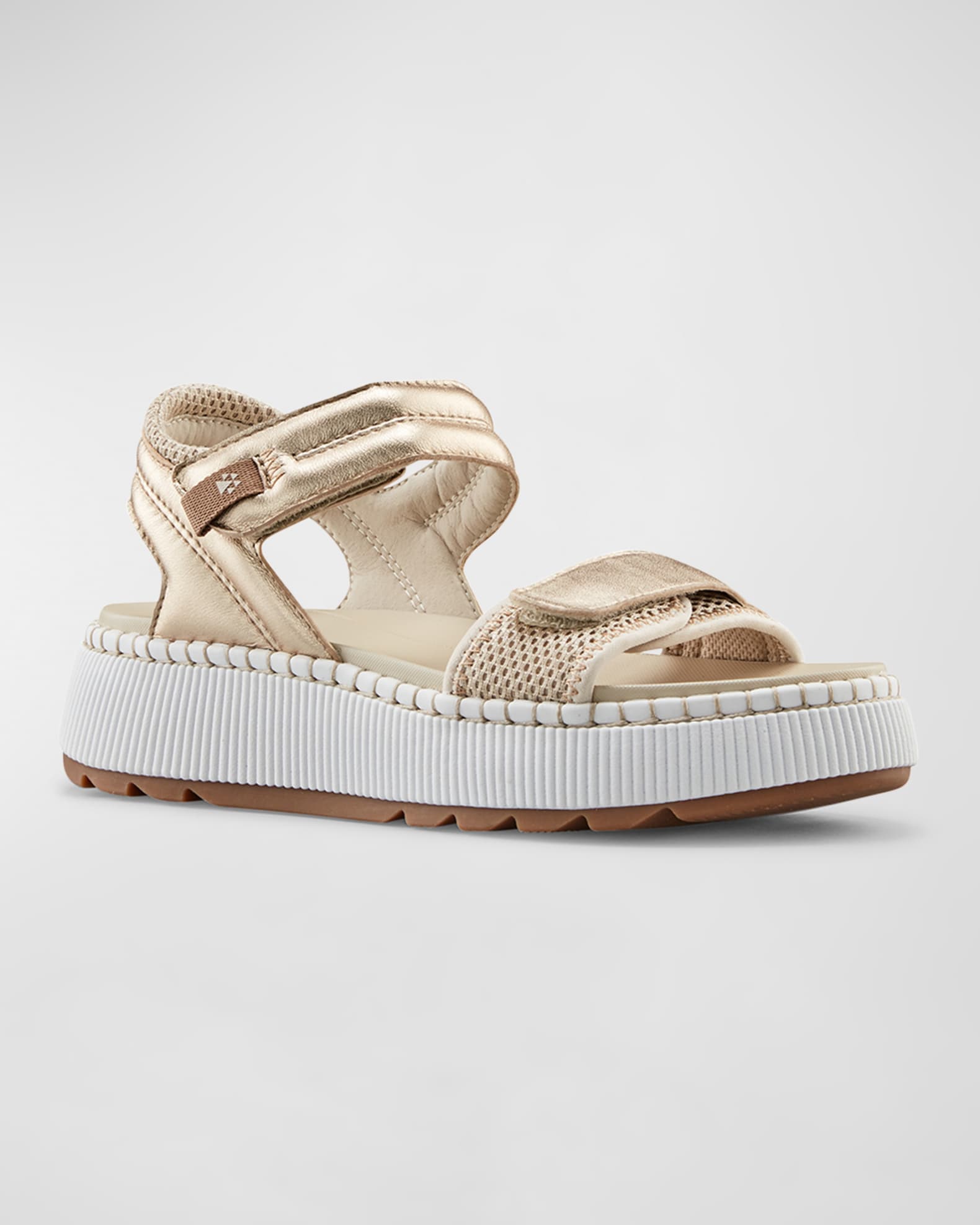 Cougar Spritz Metallic Leather Grip-Strap Sandals | Neiman Marcus