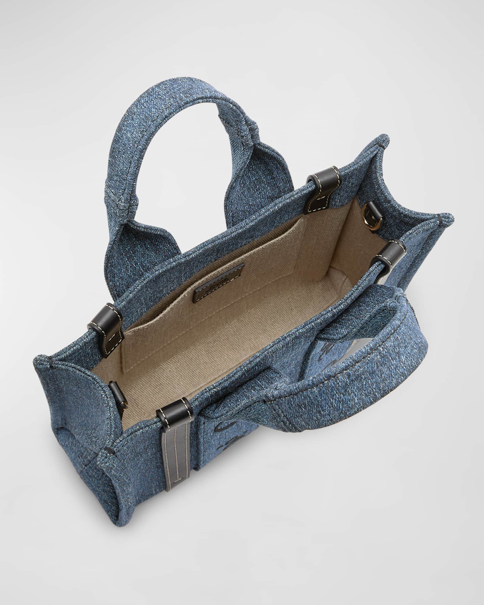Chloe Woody Small Denim Tote Bag | Neiman Marcus