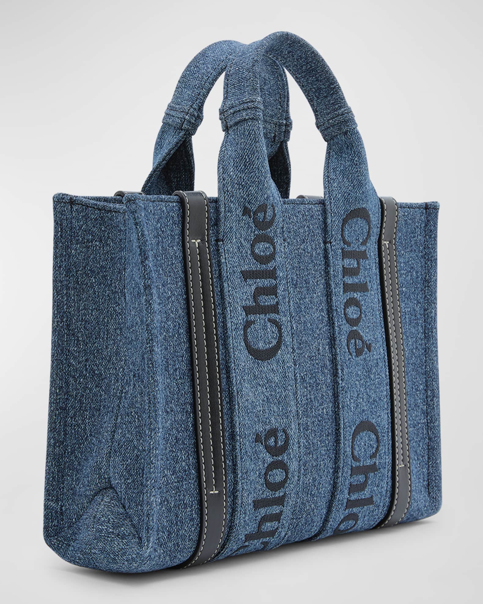 Chloe Woody Small Denim Tote Bag | Neiman Marcus