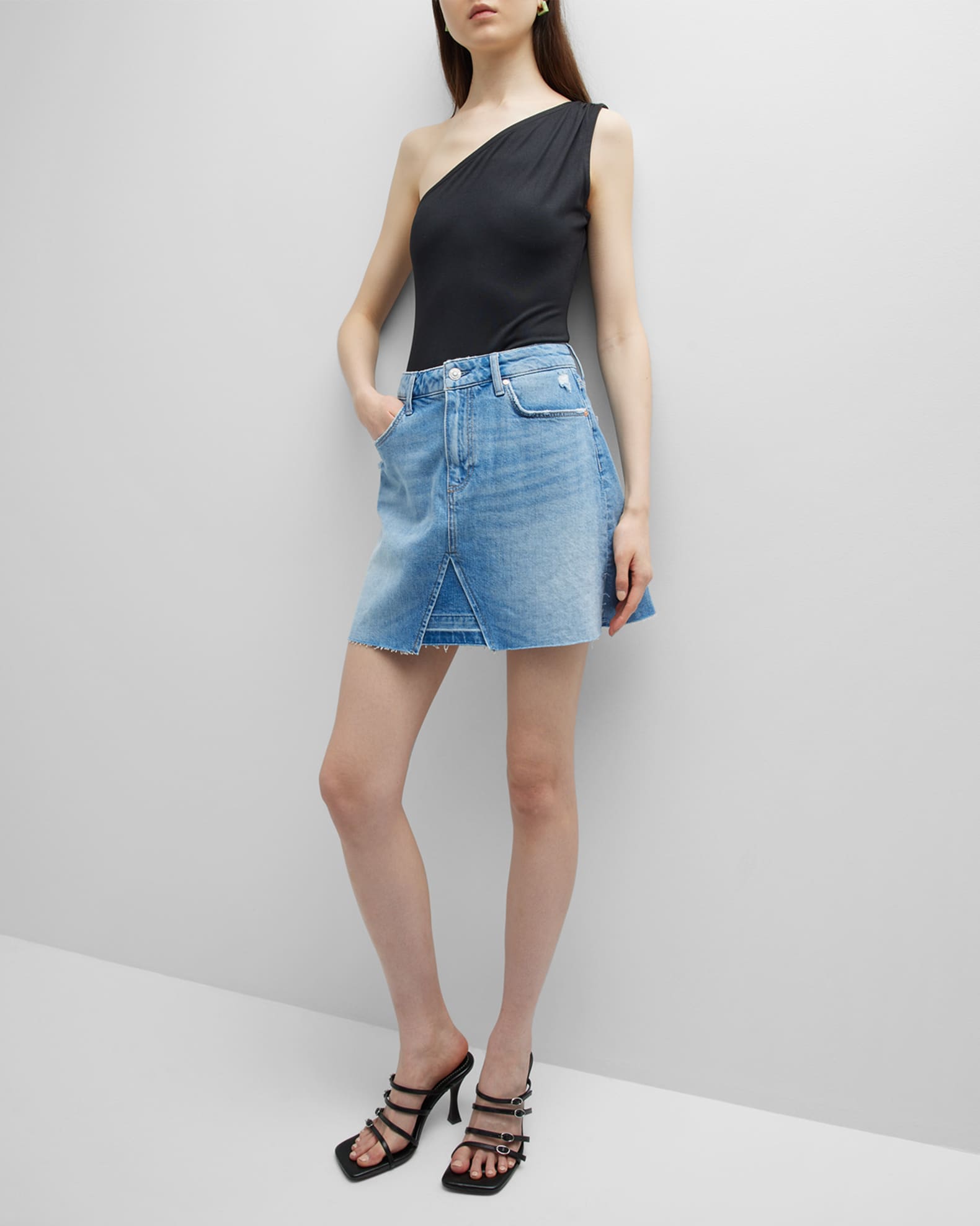 PAIGE Jessie Denim Mini Skirt | Neiman Marcus