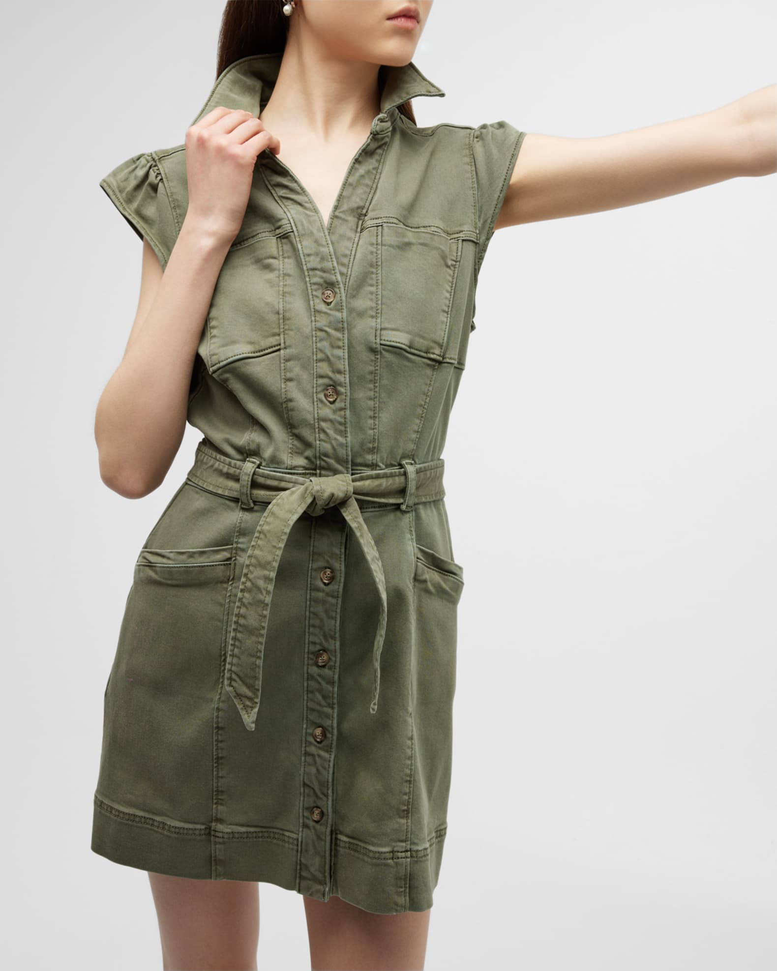 PAIGE Jaxsyn Belted Mini Utility Dress | Neiman Marcus