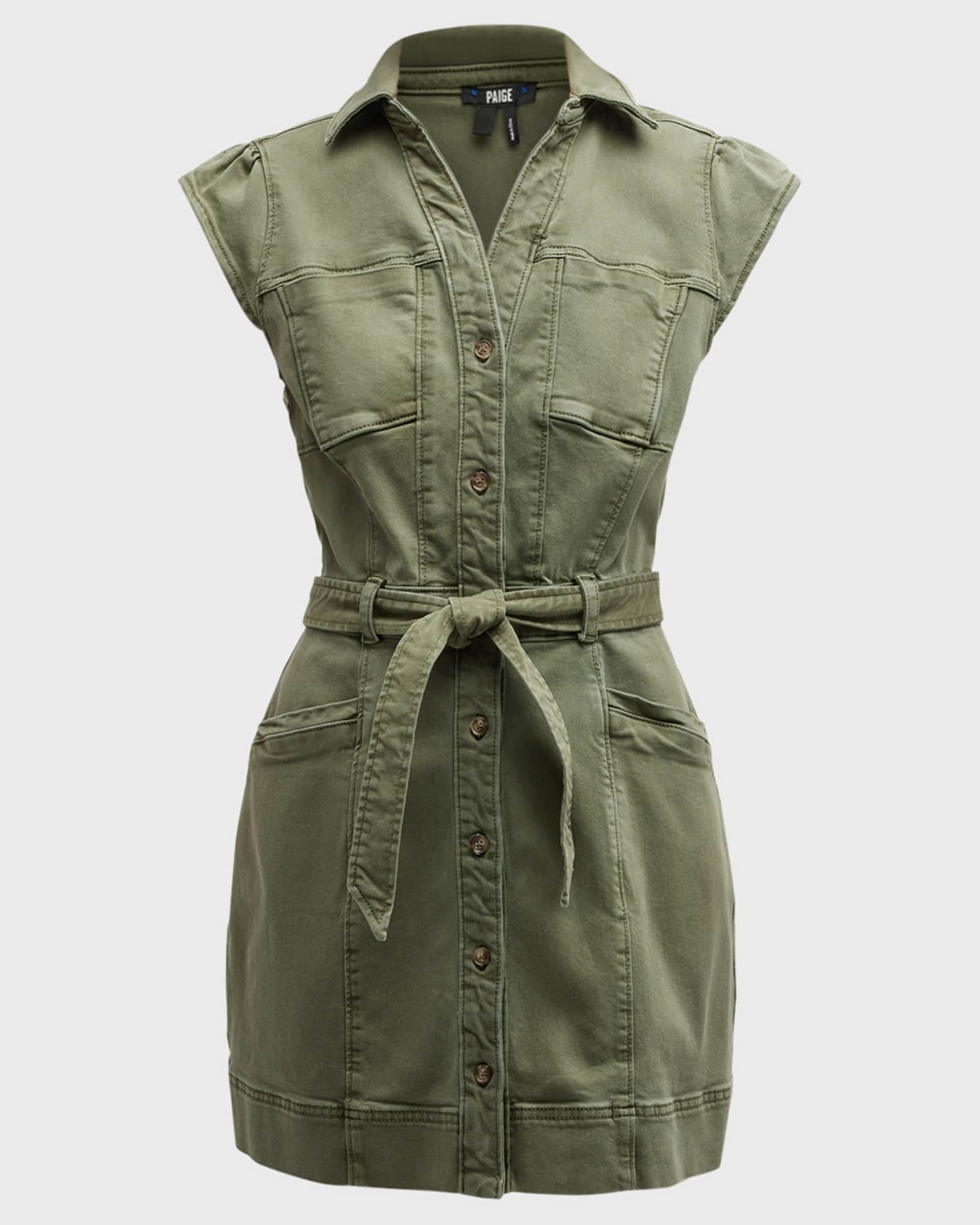 PAIGE Jaxsyn Belted Mini Utility Dress | Neiman Marcus