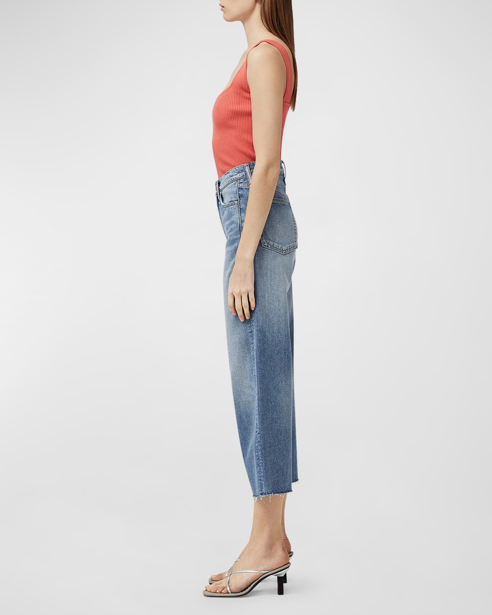 Rag & Bone Andi Wide Crop Raw Hem Jeans | Neiman Marcus