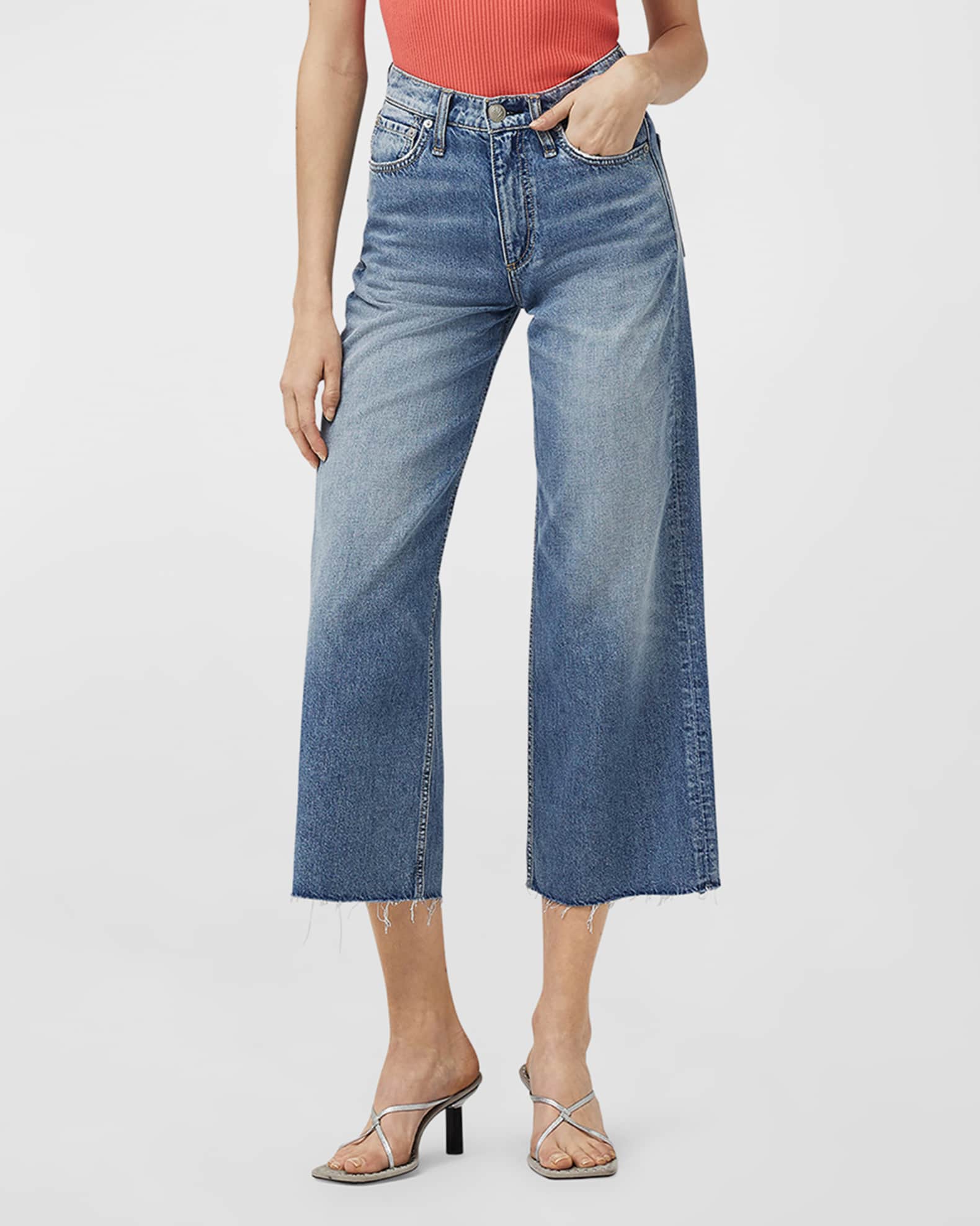 Rag & Bone Andi Wide Crop Raw Hem Jeans | Neiman Marcus
