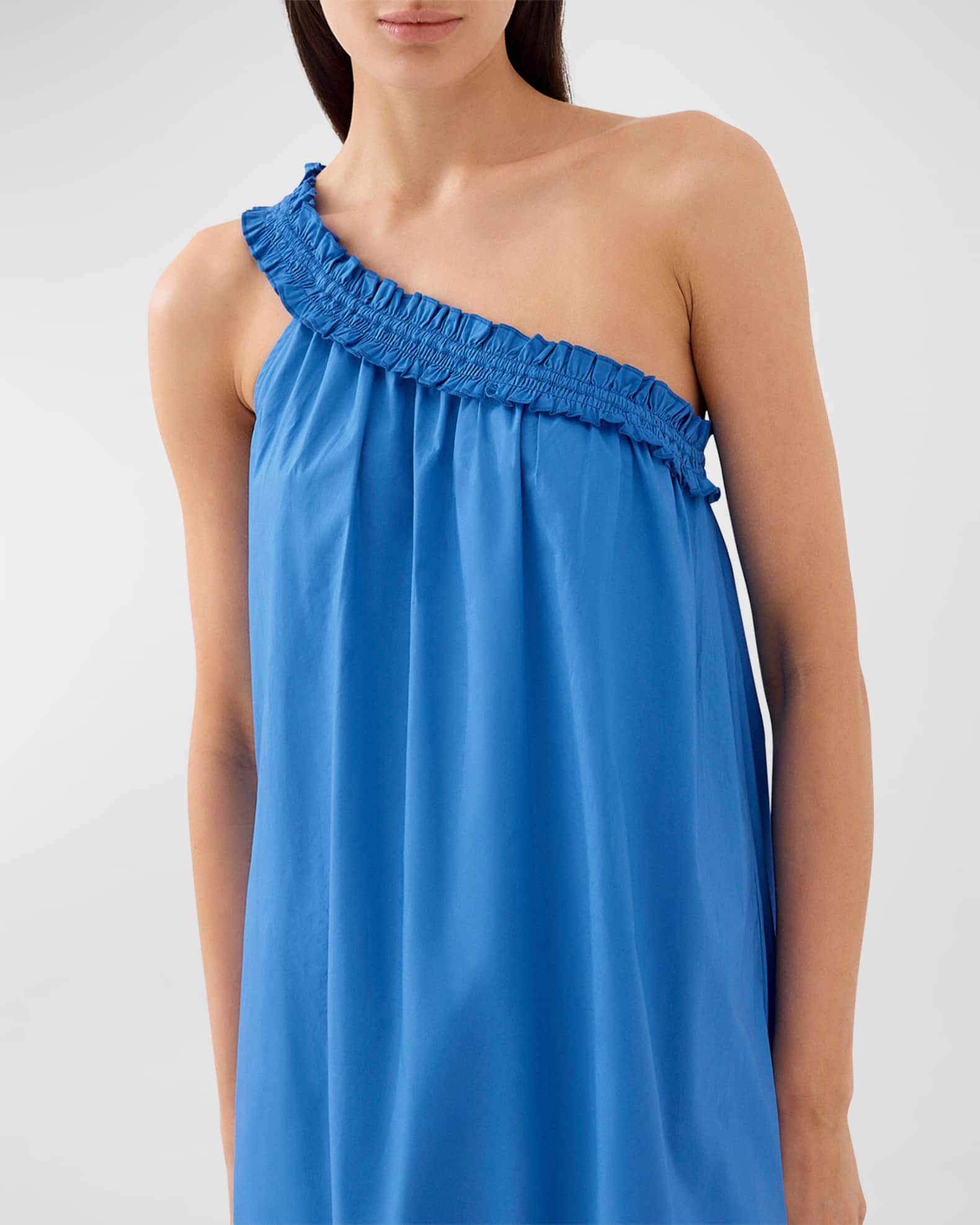 BIRD & KNOLL Donatella Frill-Trim One-Shoulder Maxi Dress | Neiman Marcus