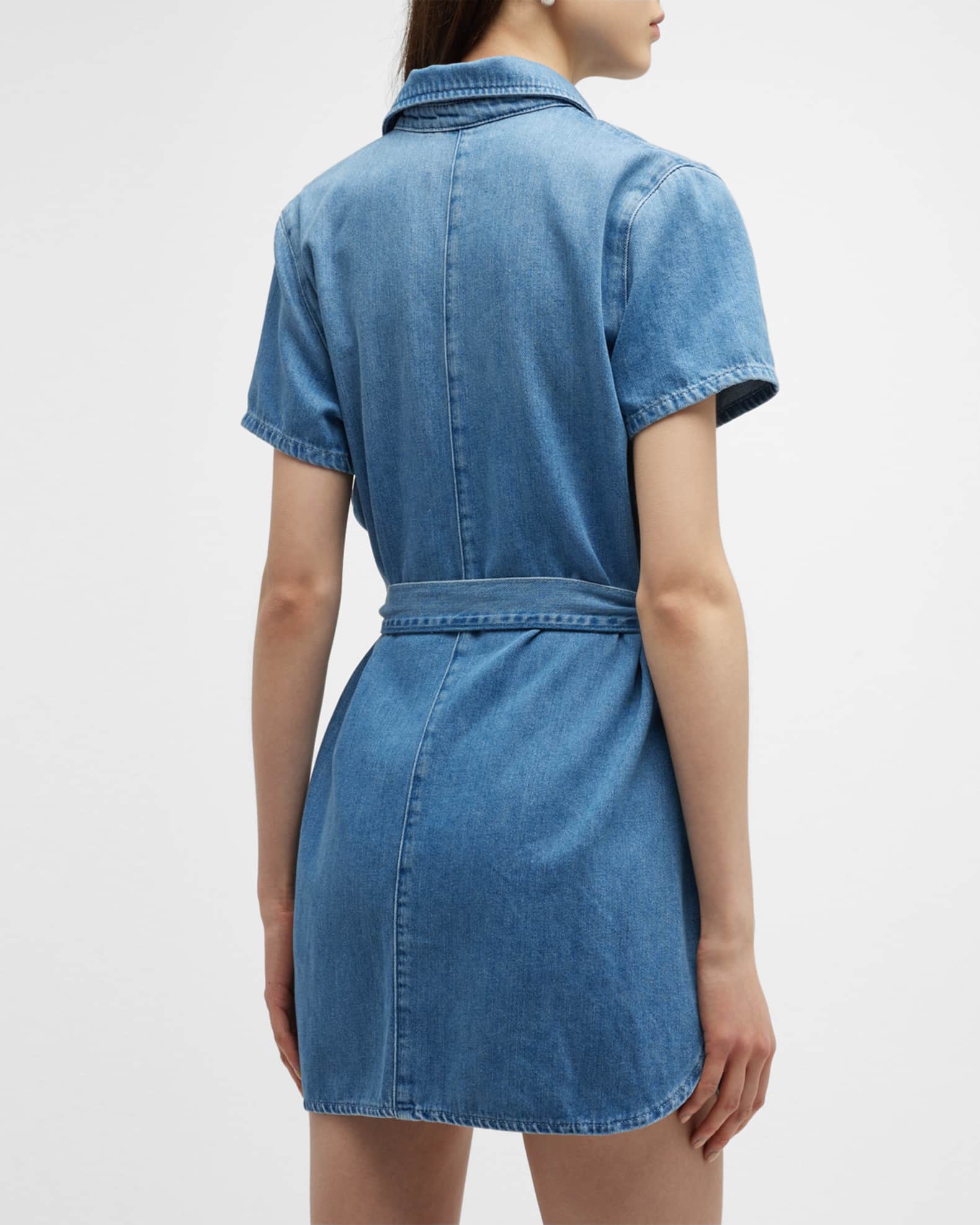 Triarchy Ms. Sloan Short-Sleeve Denim Mini Dress | Neiman Marcus
