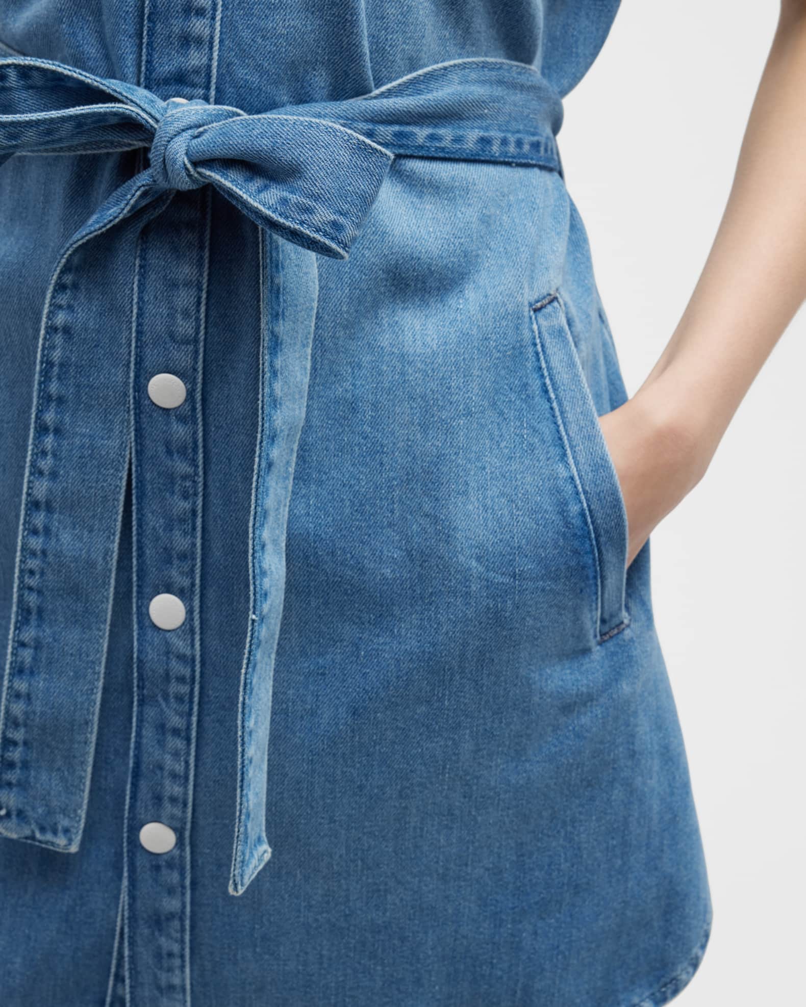 Triarchy Ms. Sloan Short-Sleeve Denim Mini Dress | Neiman Marcus