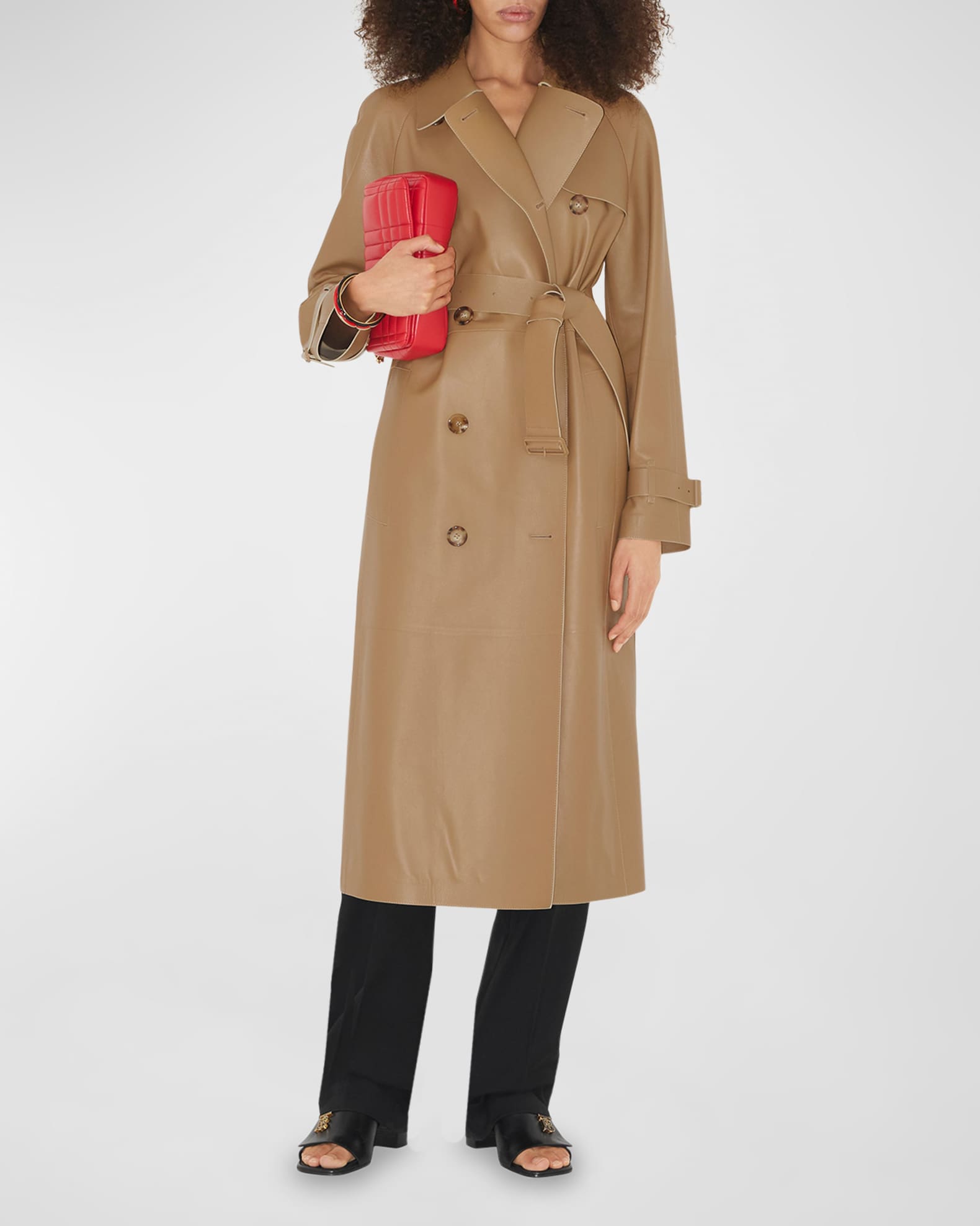 Burberry Waterloo Leather Trench Coat | Neiman Marcus
