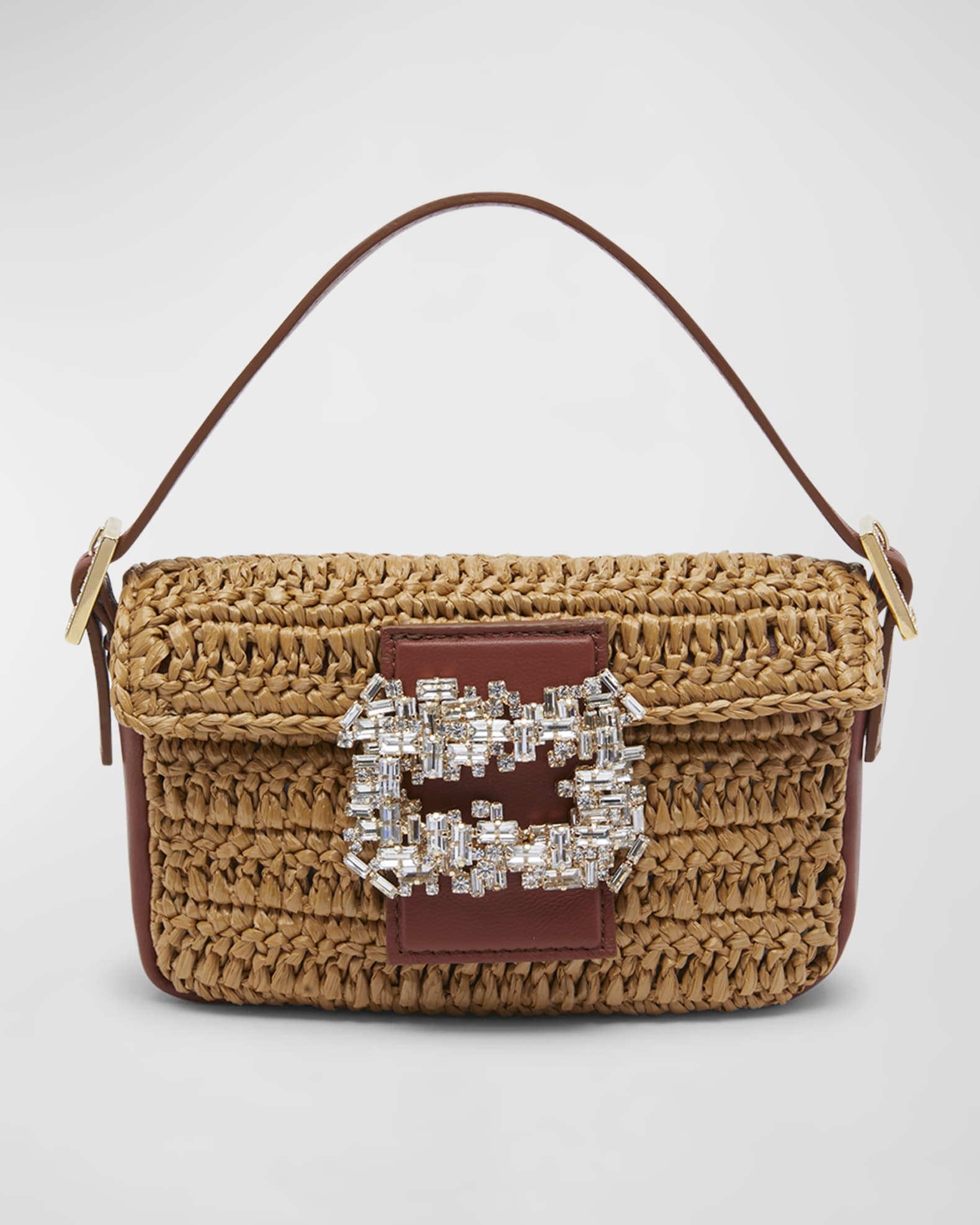 Gedebe Habibi Small Crochet Raffia Shoulder Bag | Neiman Marcus