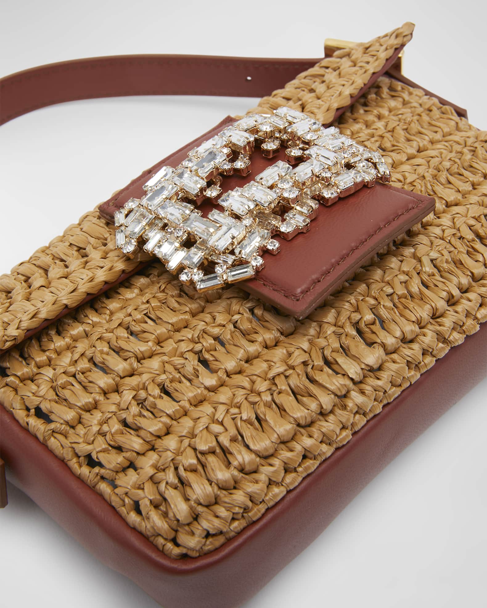 Gedebe Habibi Small Crochet Raffia Shoulder Bag | Neiman Marcus