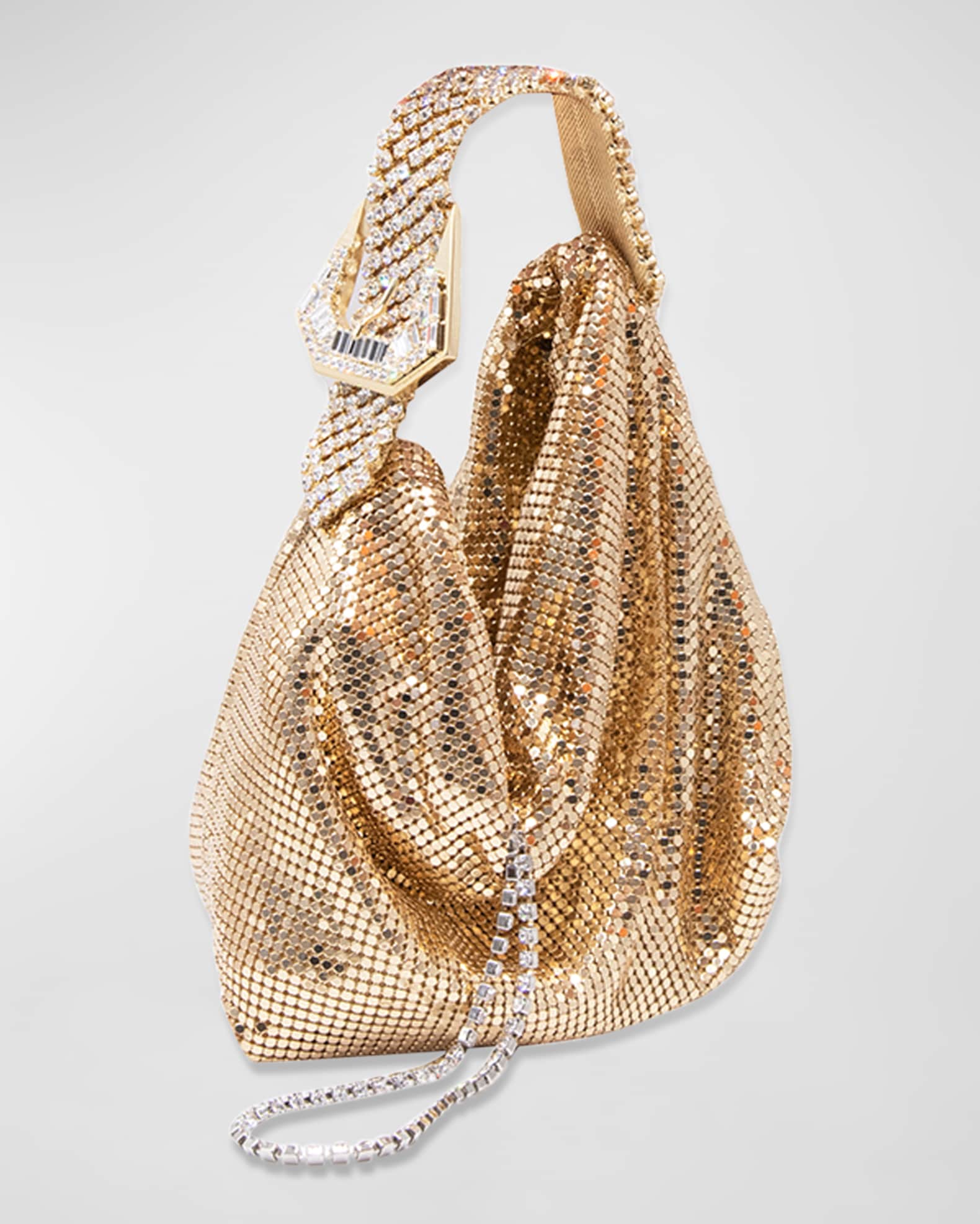 Gedebe Jill Embellished Metal Mesh Top-Handle Bag | Neiman Marcus