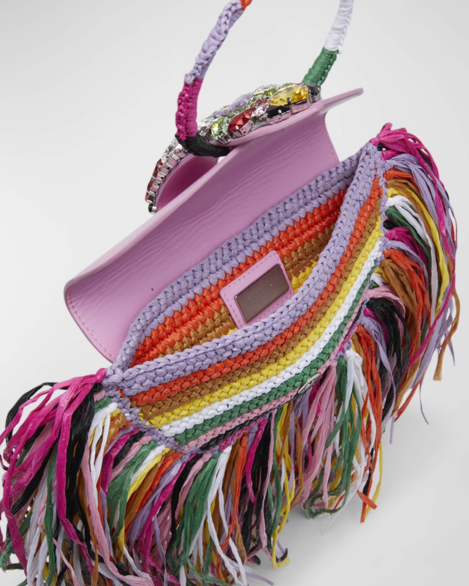 Gedebe Brigitte Fringe Crochet Top-Handle Bag | Neiman Marcus