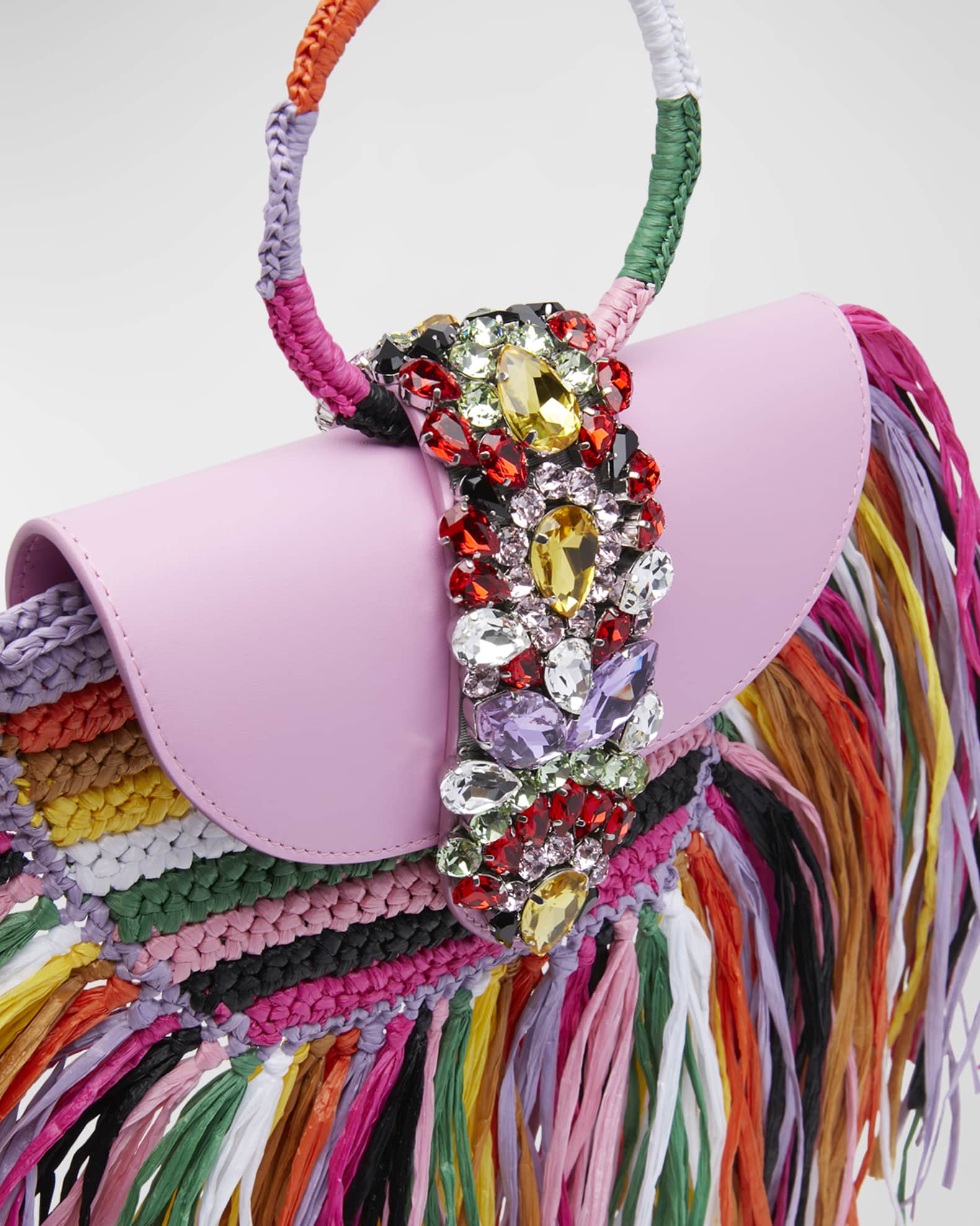 Gedebe Brigitte Fringe Crochet Top-Handle Bag | Neiman Marcus
