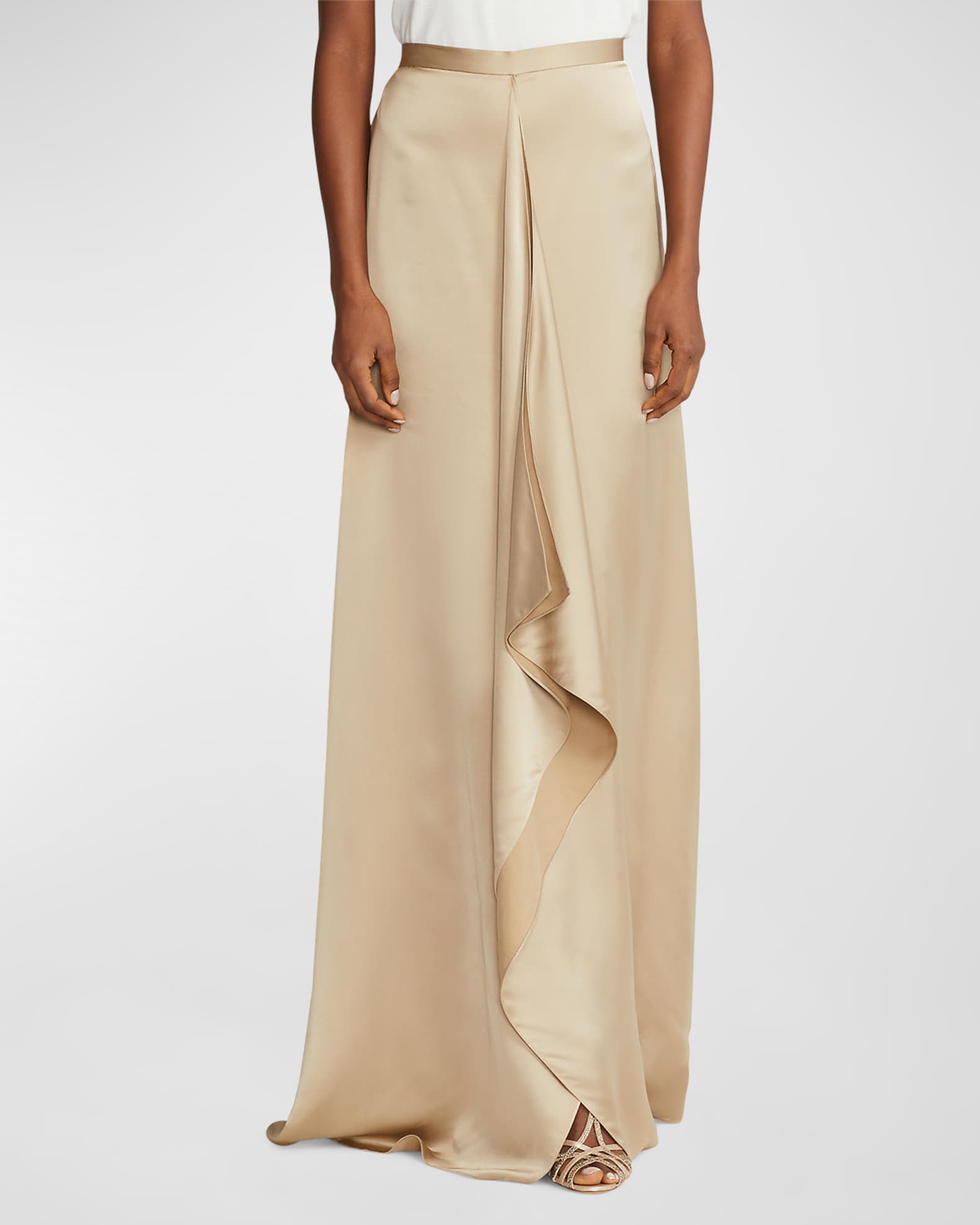 Ralph Lauren Collection Ellwood Cascade-Ruffle Satin Maxi Skirt ...
