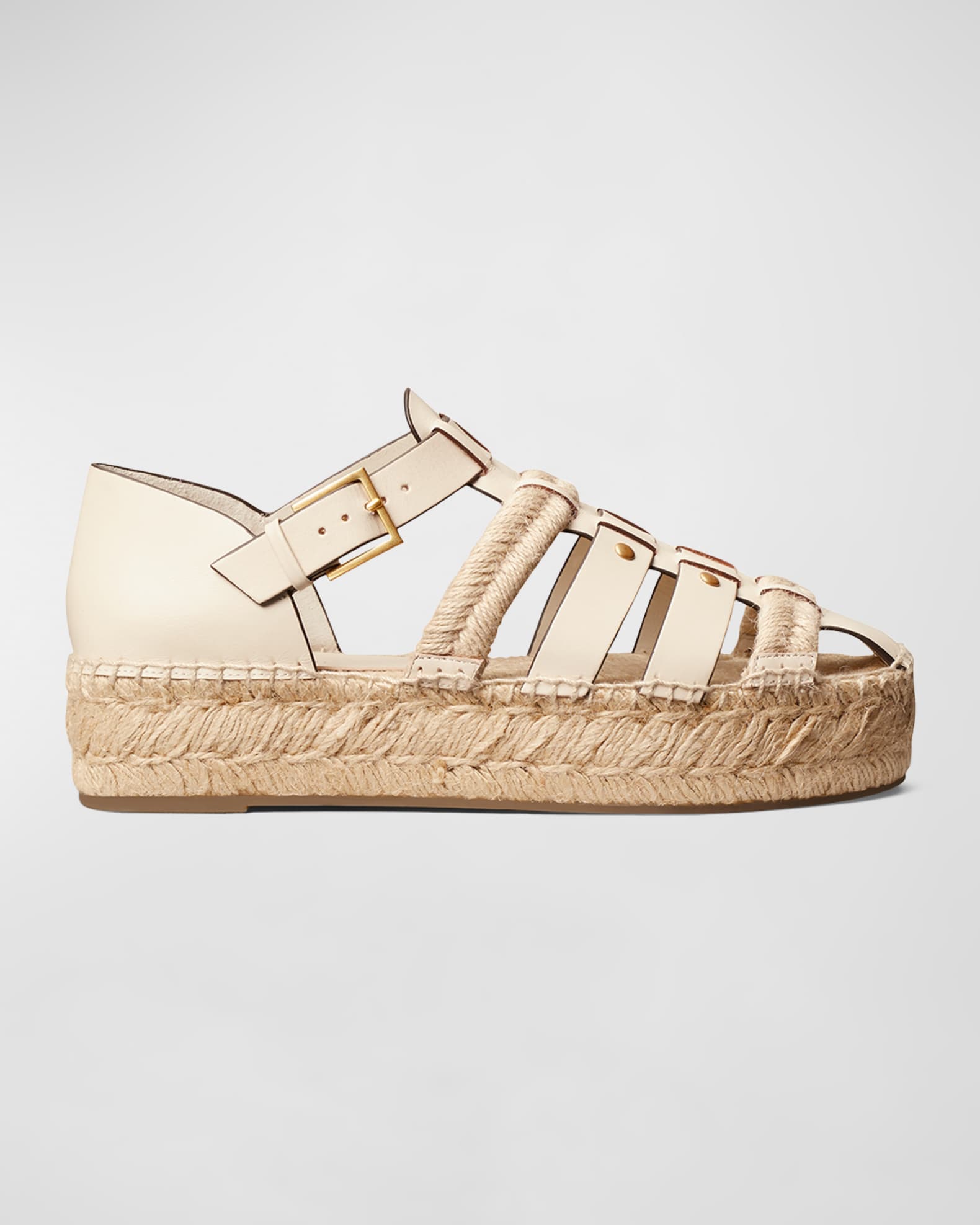 Tory Burch Woven Leather Platform Espadrille Sandals | Neiman Marcus