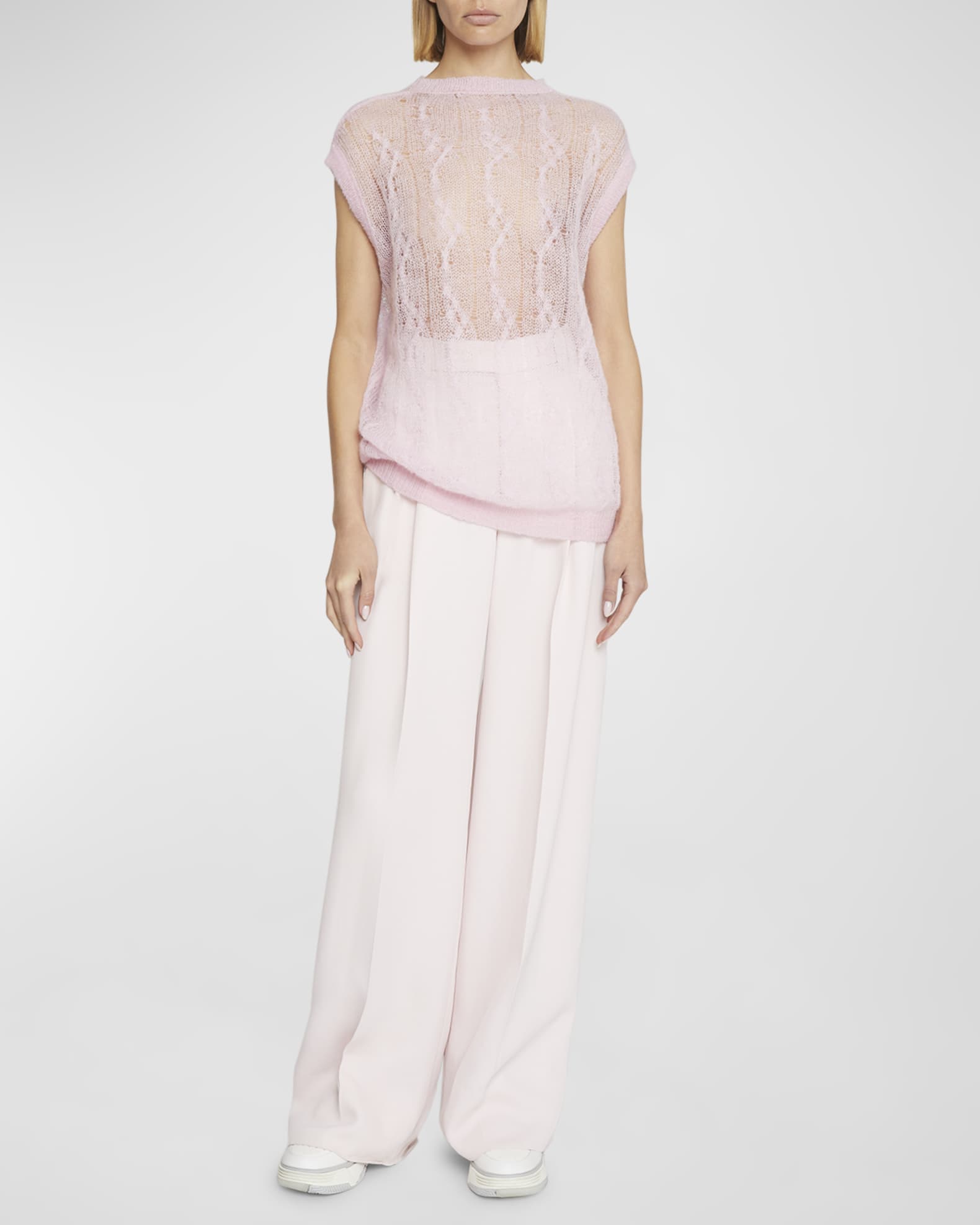 Amiri Sheer Open Cable-Knit Gilet | Neiman Marcus