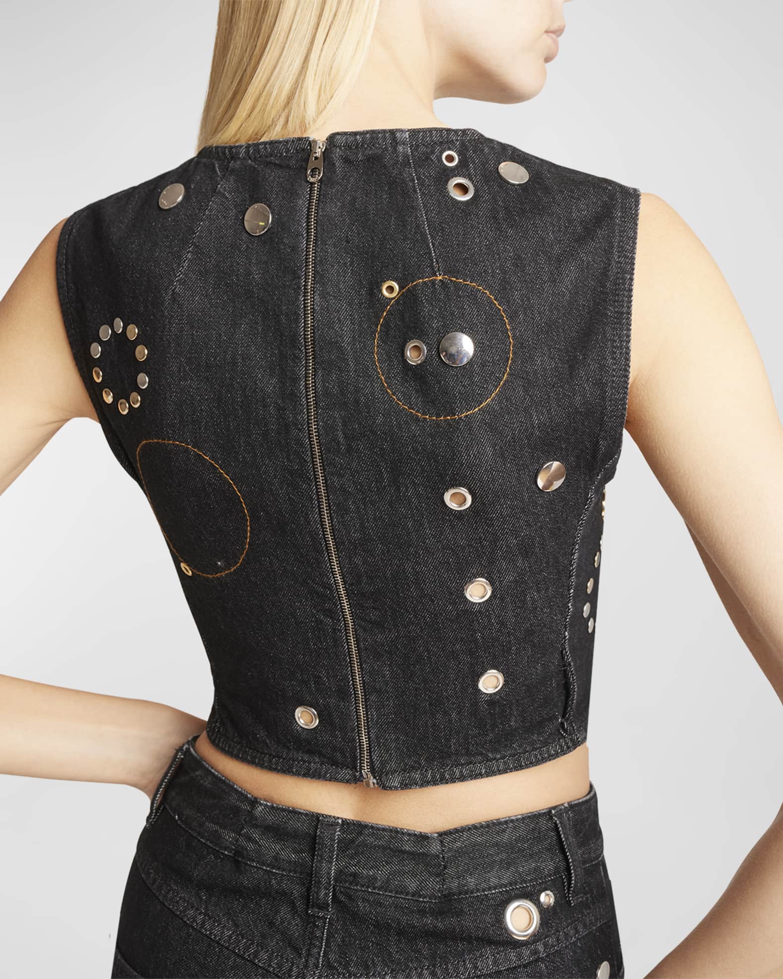 Grommet Embellished Denim Collection | Neiman Marcus