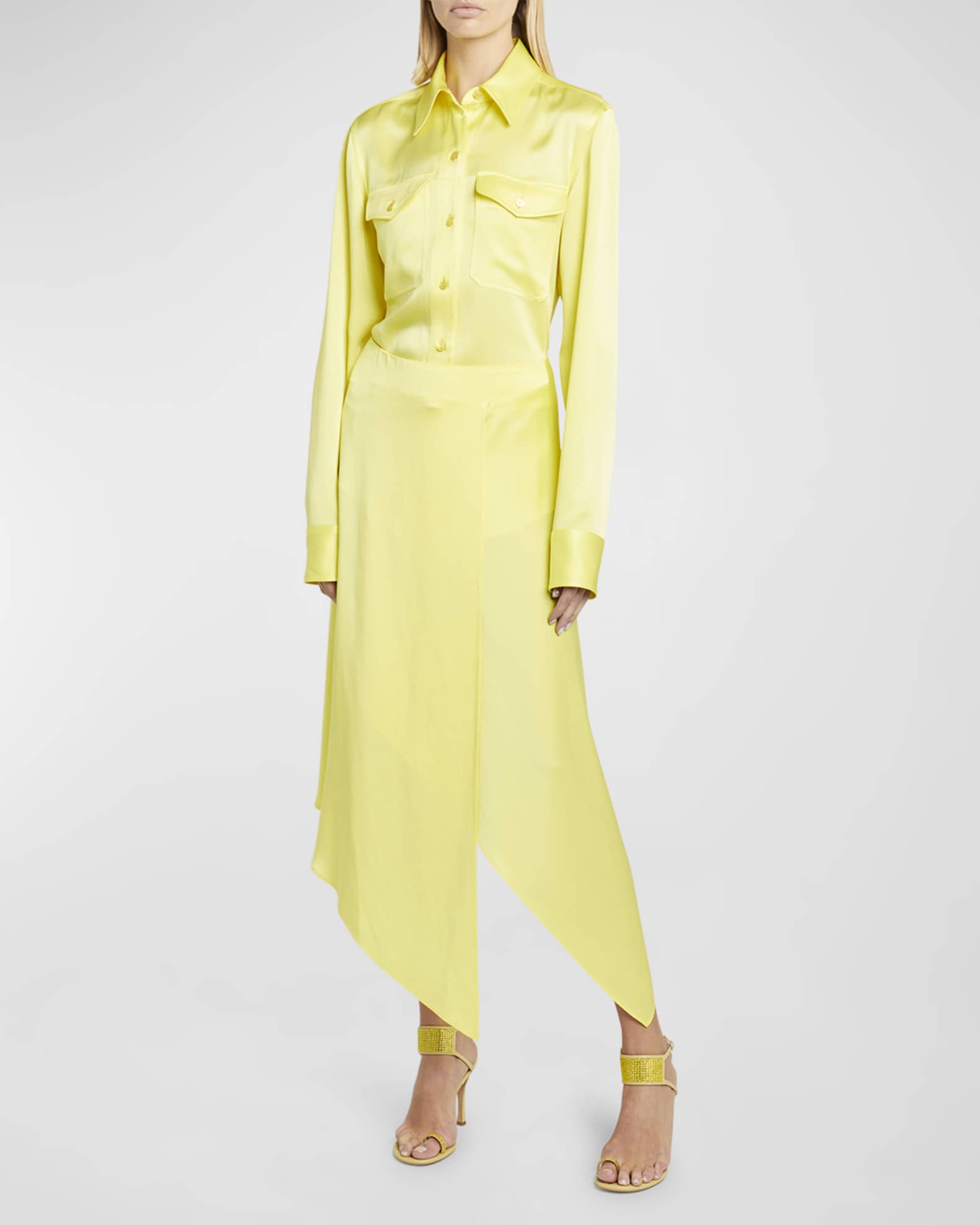 Stella McCartney Long Handkerchief Satin Skirt | Neiman Marcus