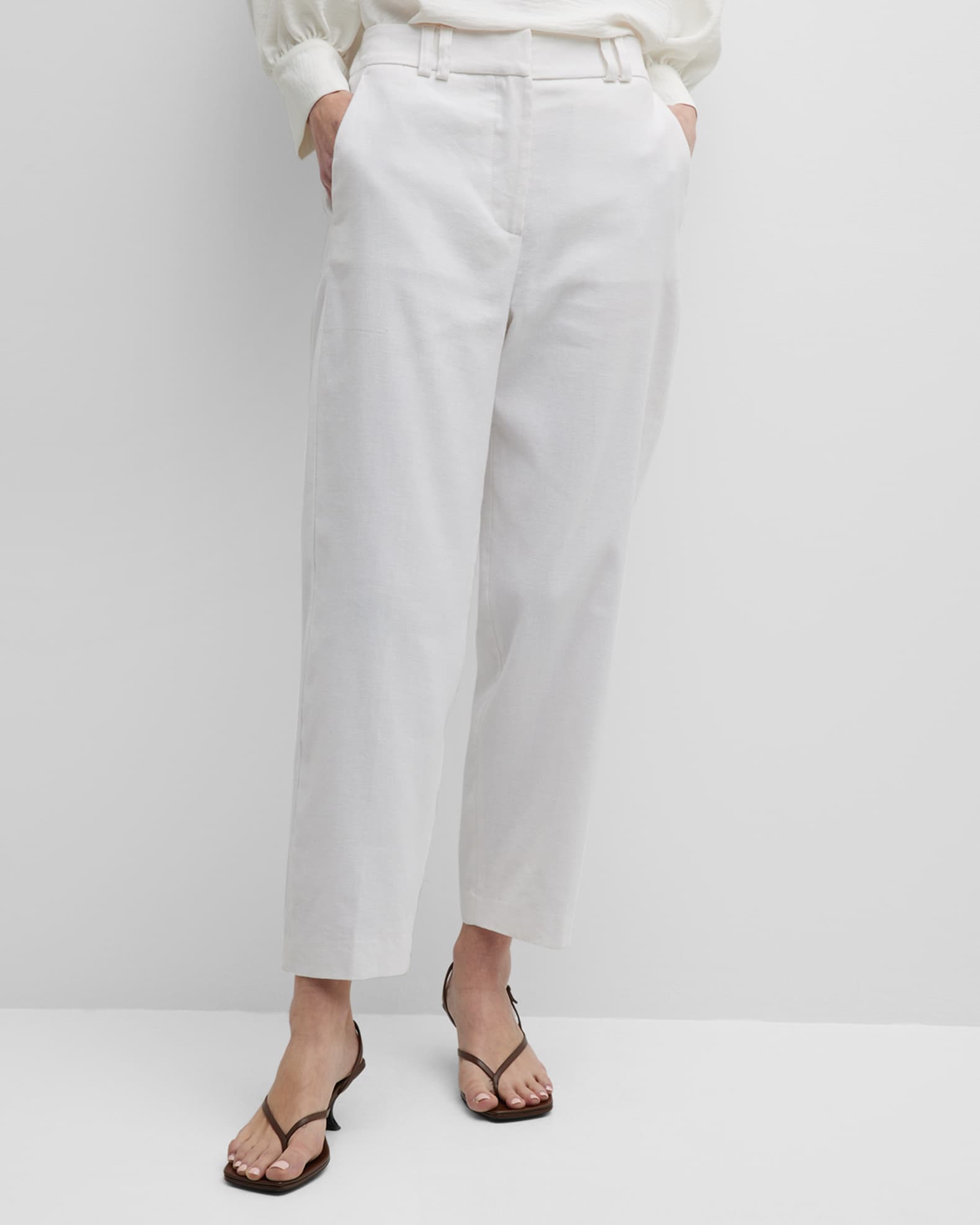 Brochu Walker Talia Cropped Straight-Leg Cotton-Linen Pants | Neiman Marcus