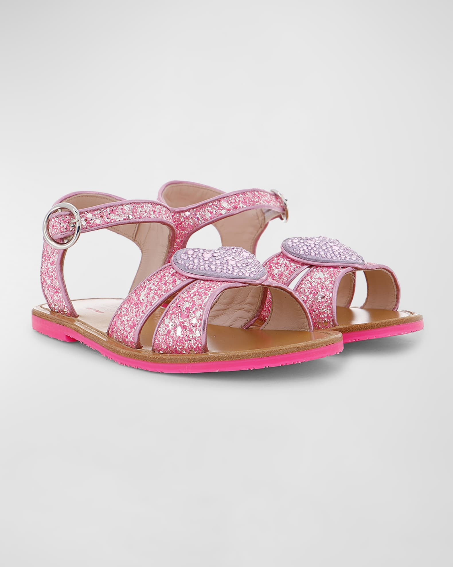 Girl's Amora Heart Glitter Sandals | Neiman Marcus