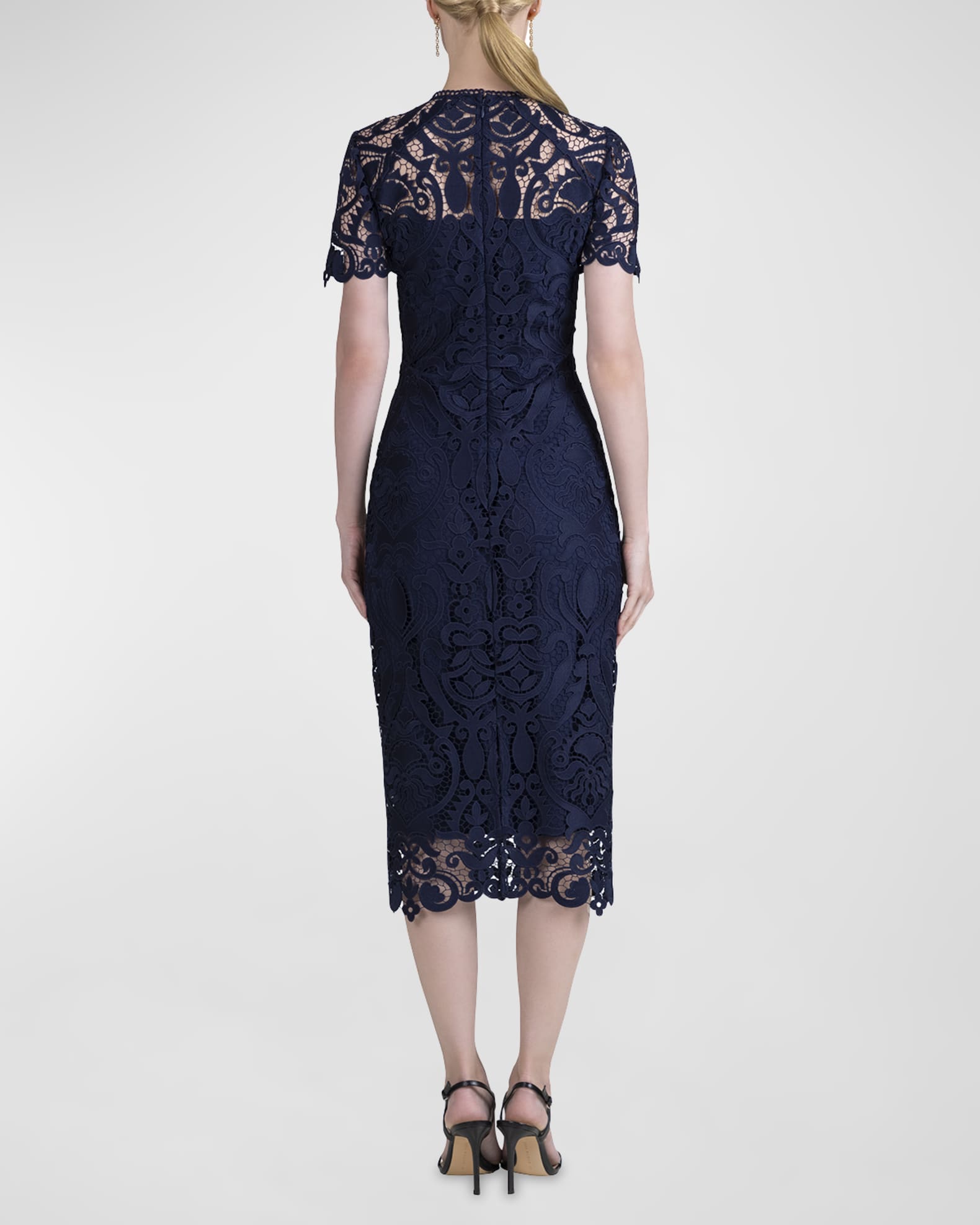 Shoshanna Short-Sleeve Lace Sheath Dress | Neiman Marcus