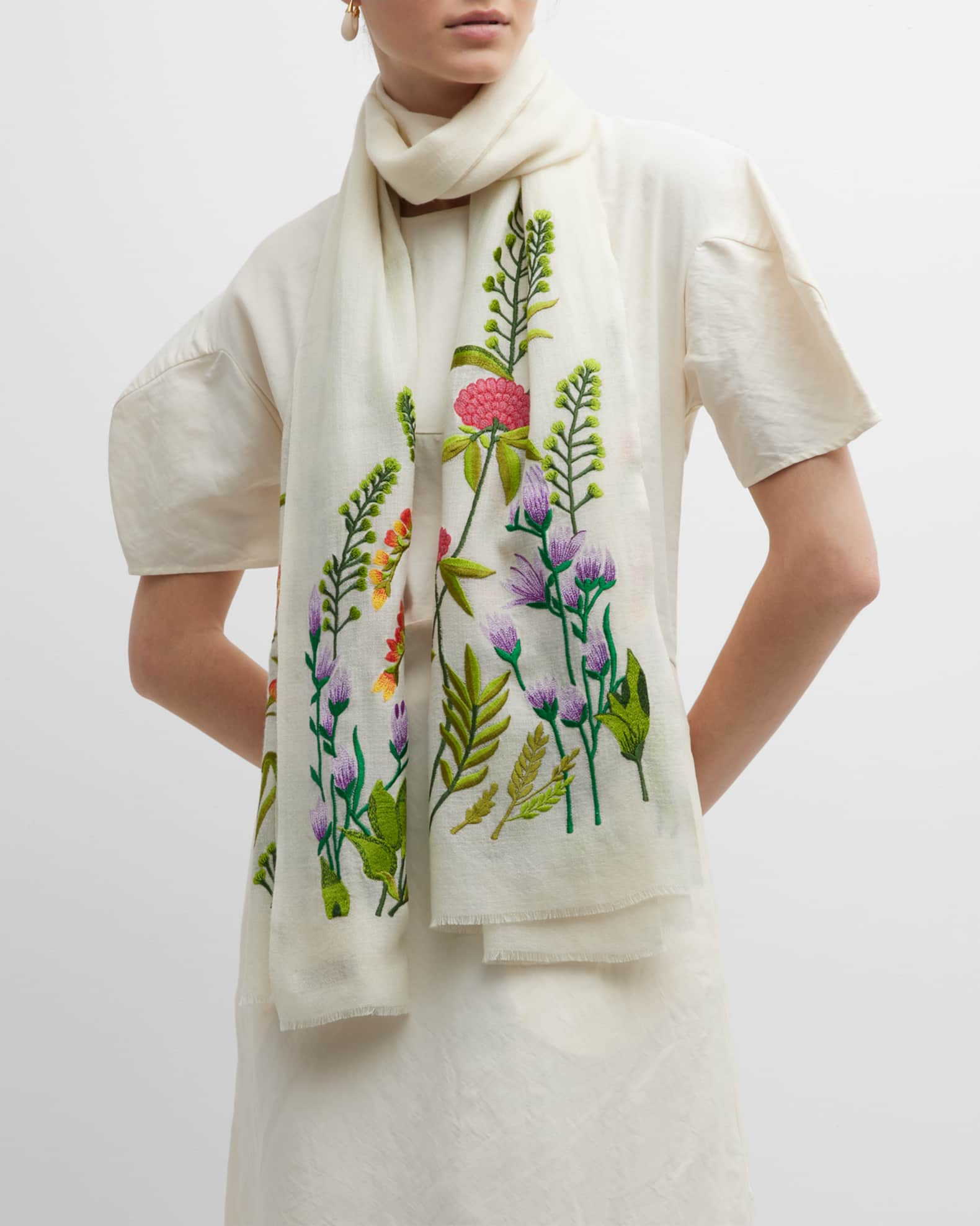 Janavi India Blooms Cashmere Scarf | Neiman Marcus