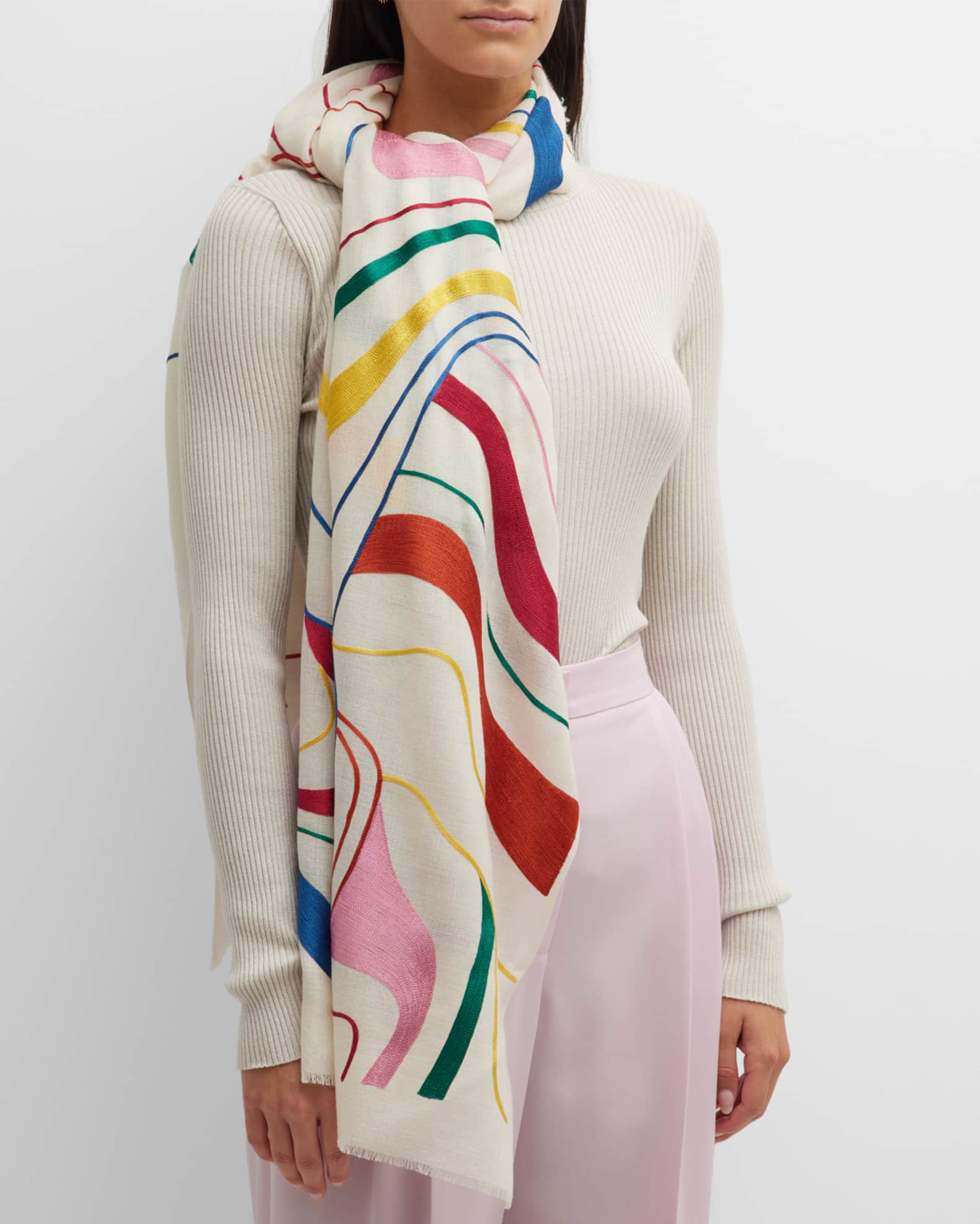 Janavi India Everything You Desire Merino Wool-Silk Scarf | Neiman Marcus