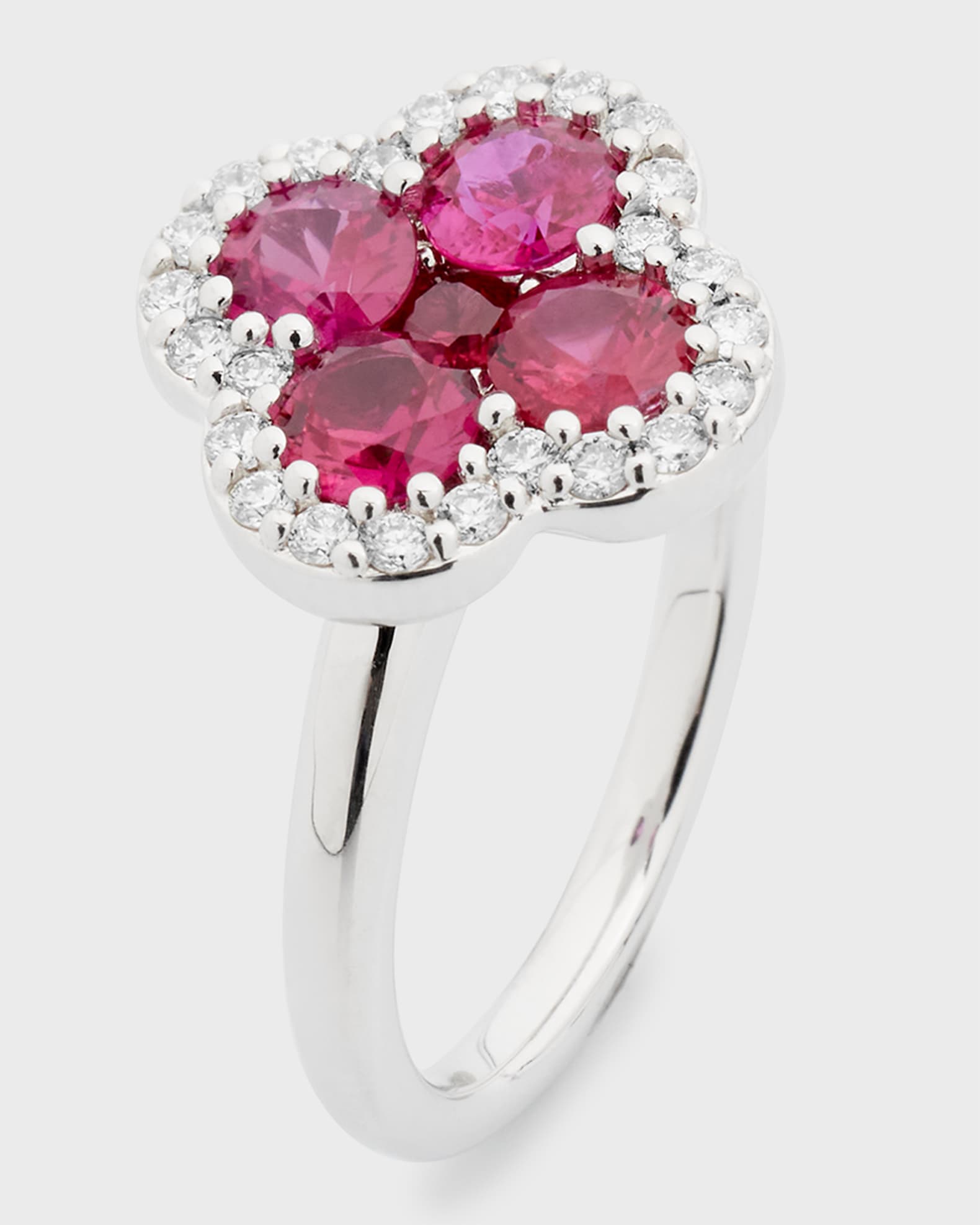 Neiman Marcus Diamonds 18K Ruby and Diamond Flower Ring, Size 6.75, 2 ...