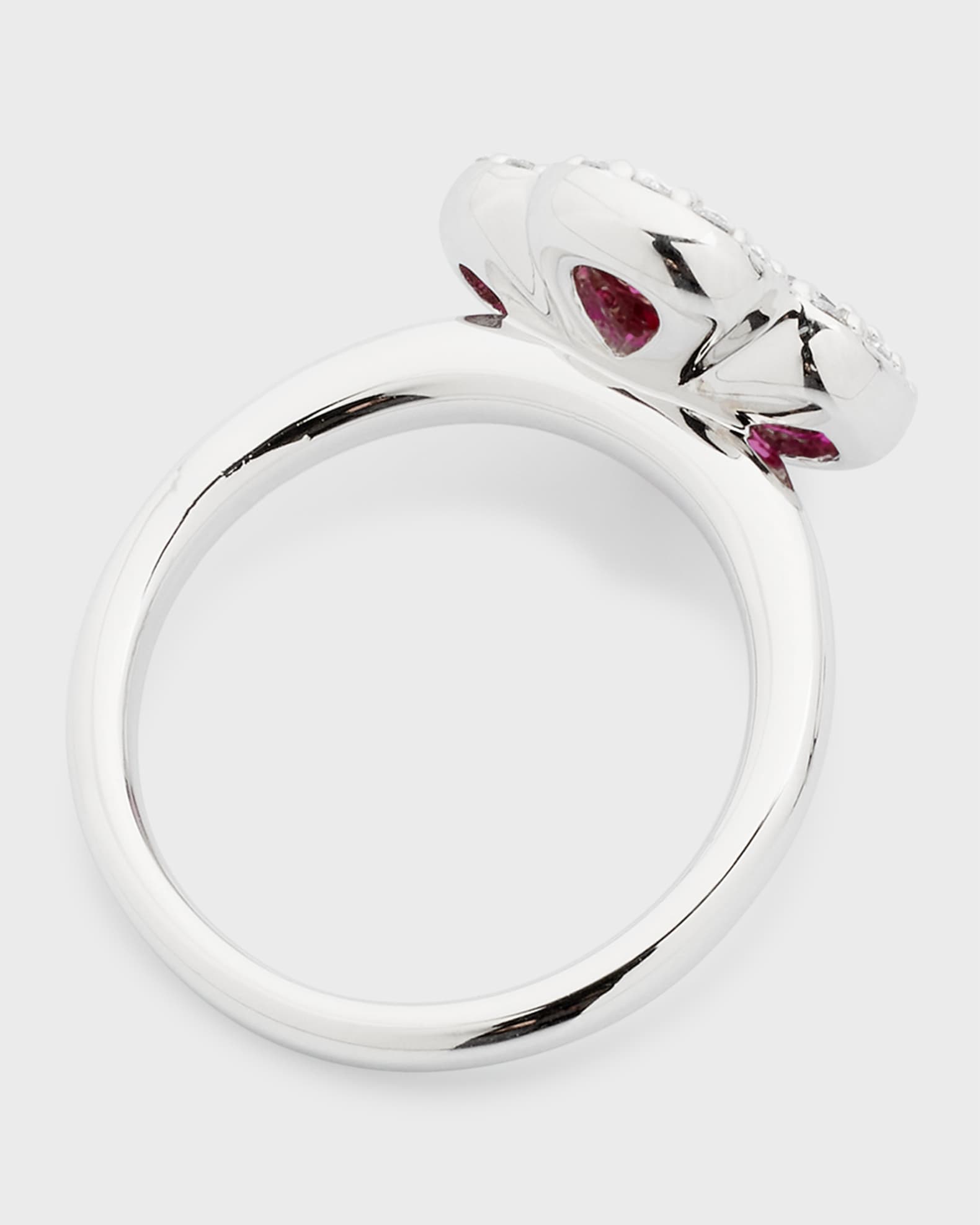 Neiman Marcus Diamonds 18K Ruby and Diamond Flower Ring, Size 6.75, 2 ...