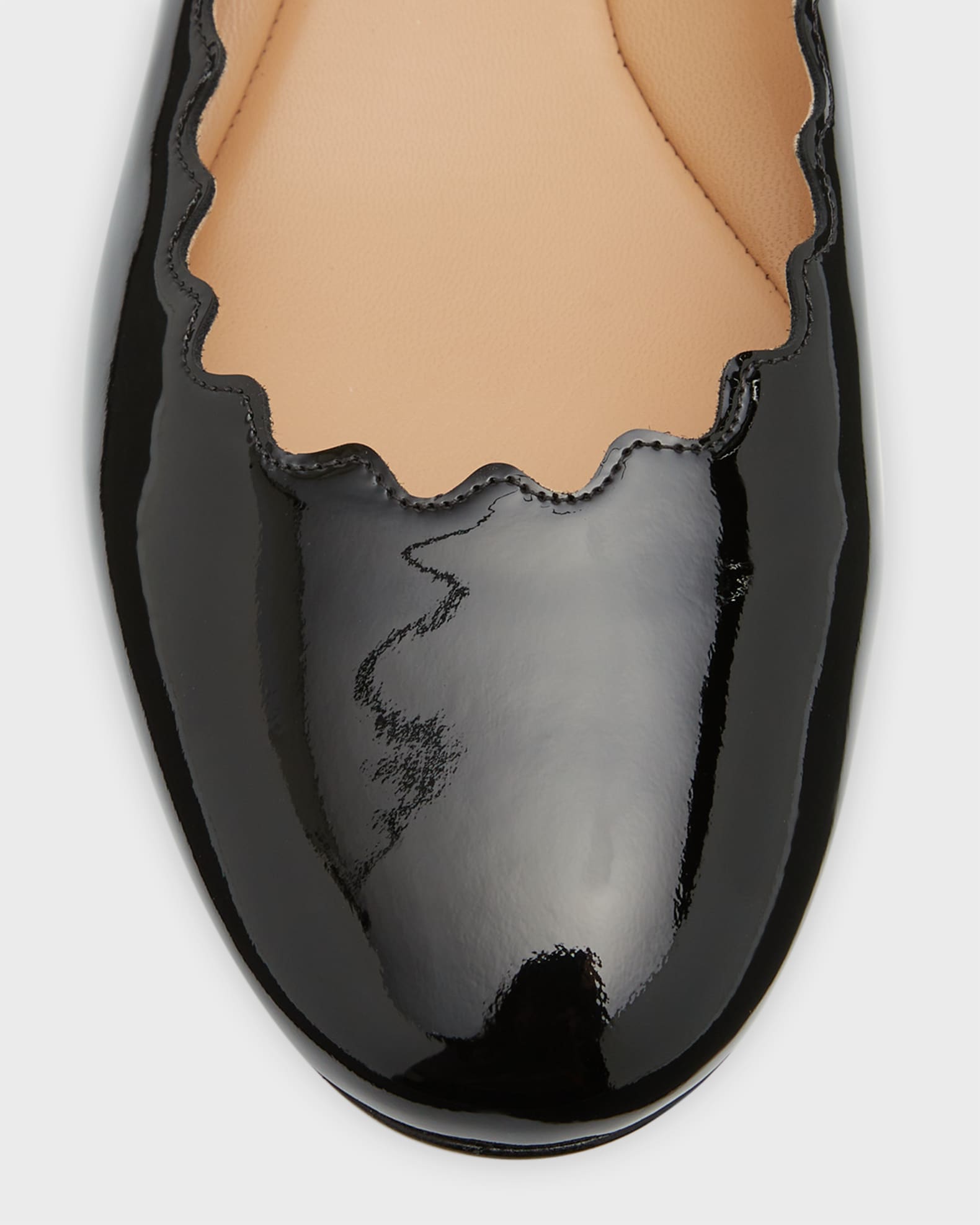Chloe Lauren Patent Leather Scalloped Ballet Flats | Neiman Marcus